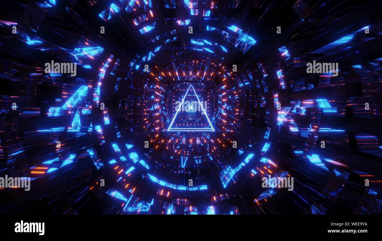 abstract reflection background with bue triangle wireframe design 3d ...