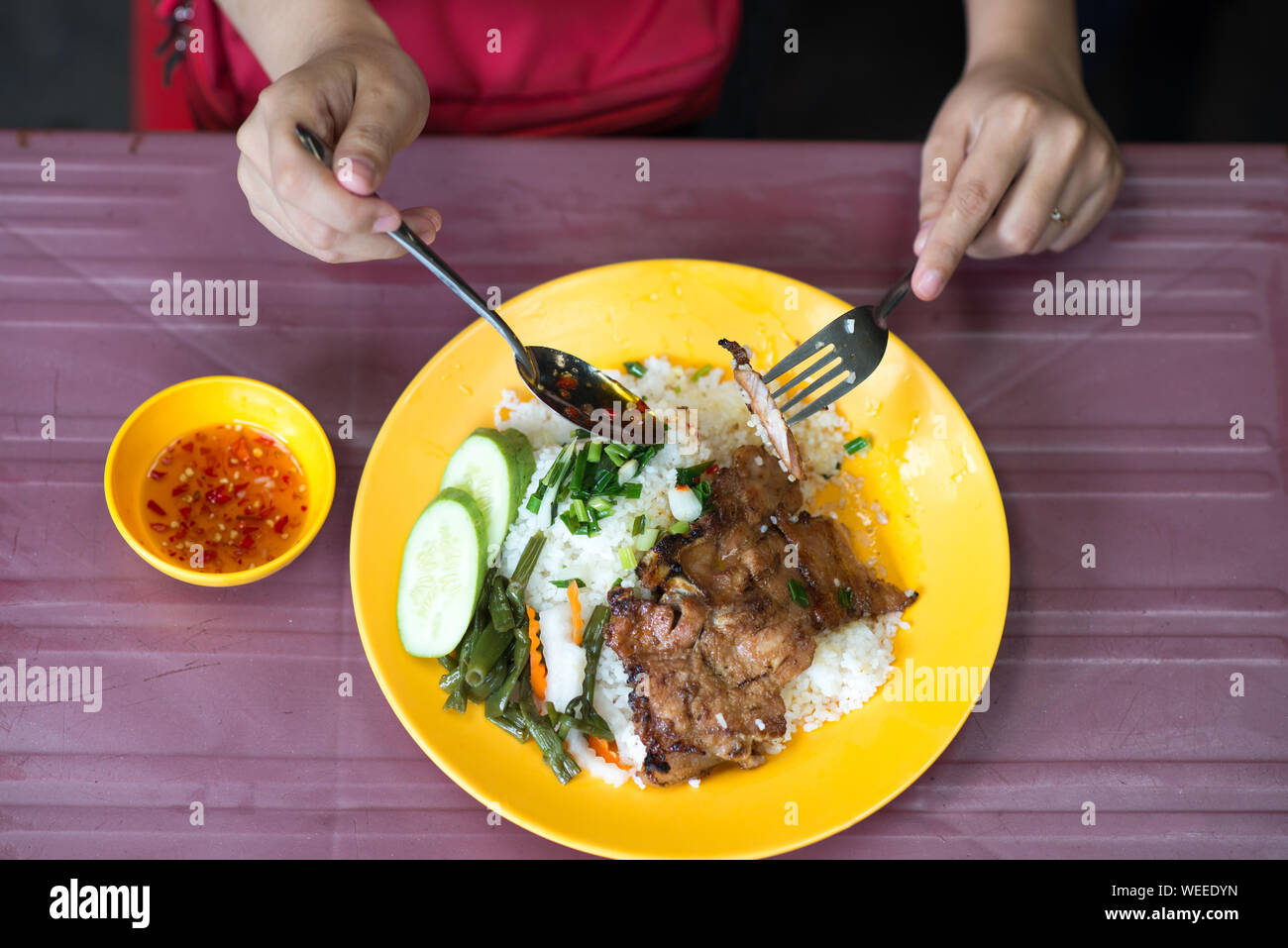 Top view photo of Vietnamese cuisine pork chop broken rice Stock Photo ...