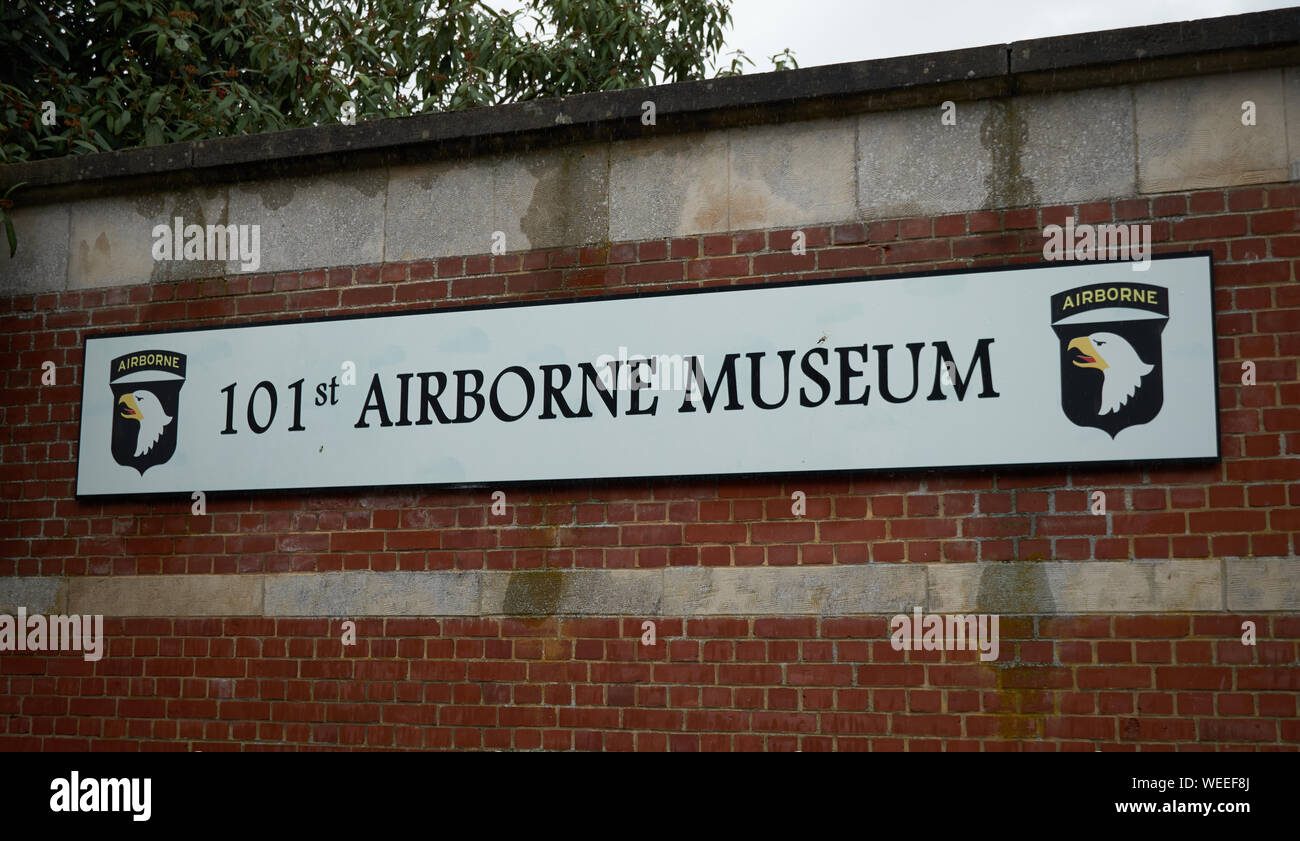 Sign at entrance to the 101st Airborne Museum. Bastogne. Belgium Stock ...