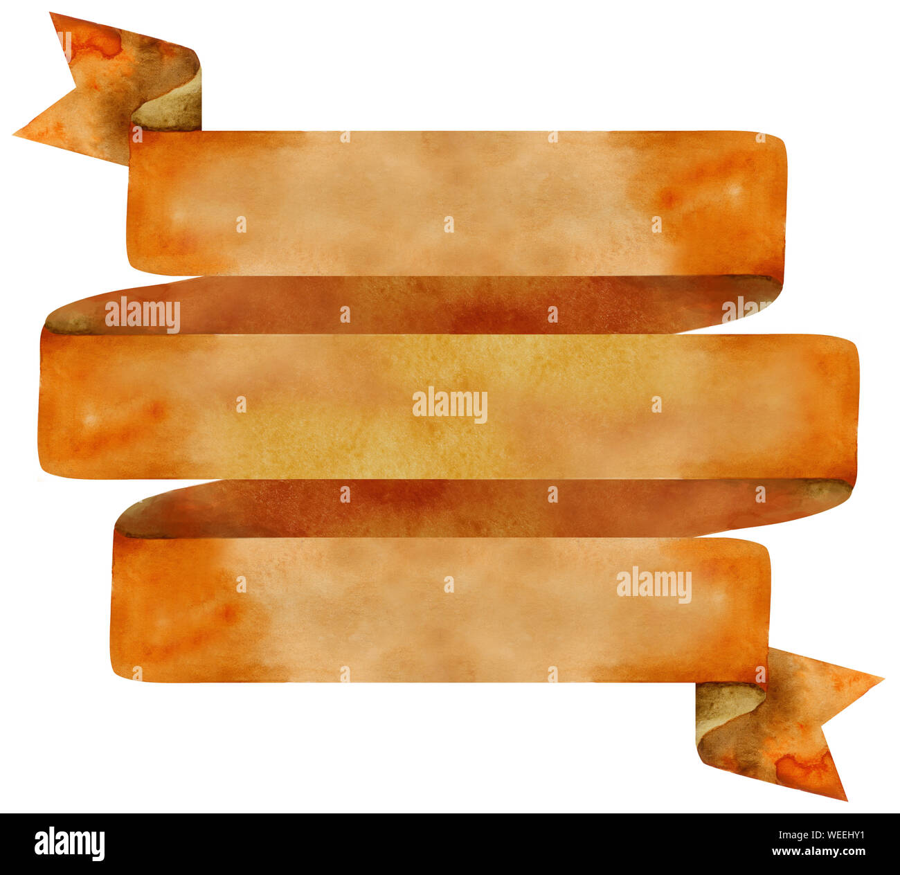 Watercolor brown banner. Hand painted banners isolated on white ...