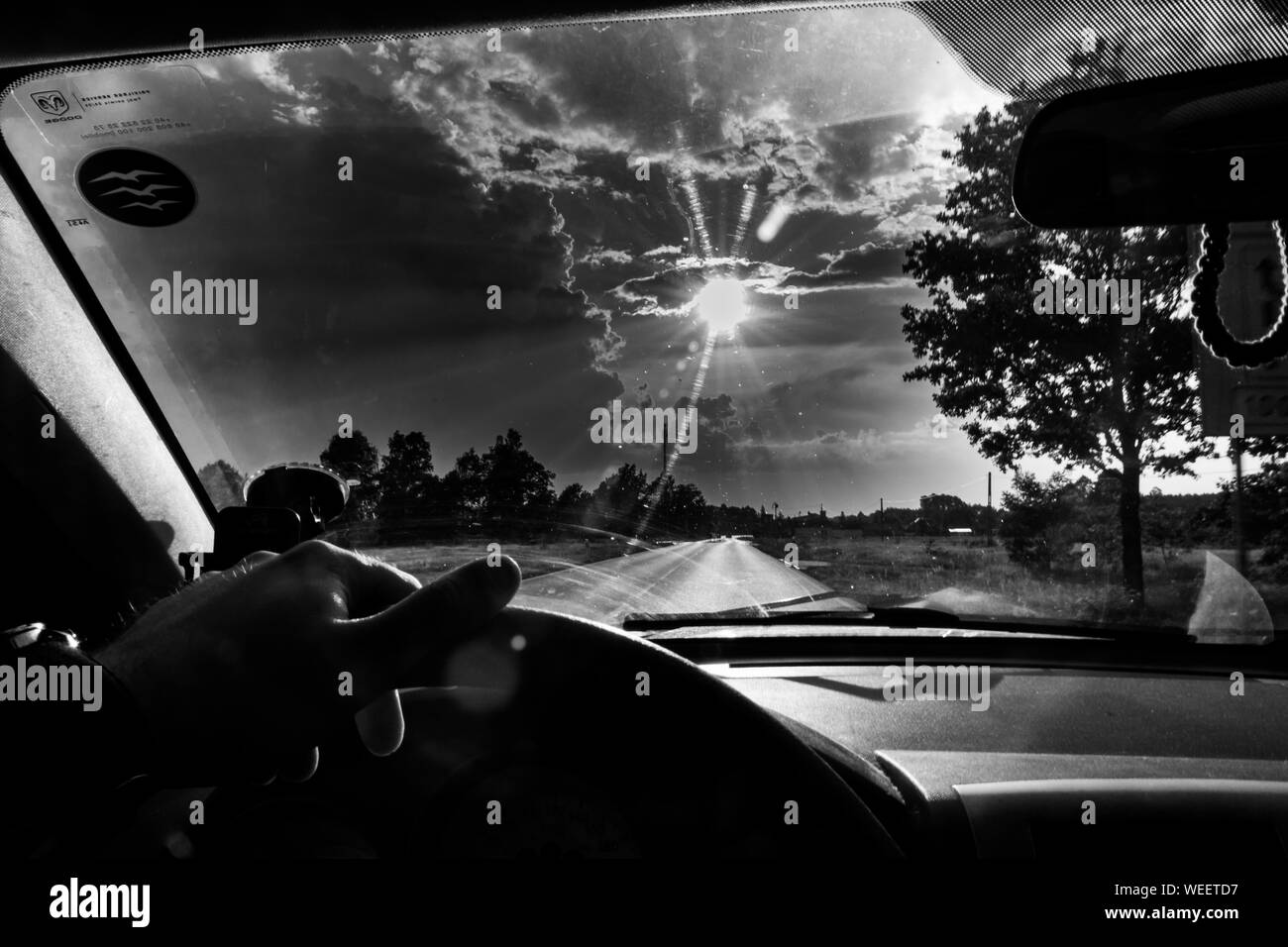 Person driving car Black and White Stock Photos & Images - Alamy
