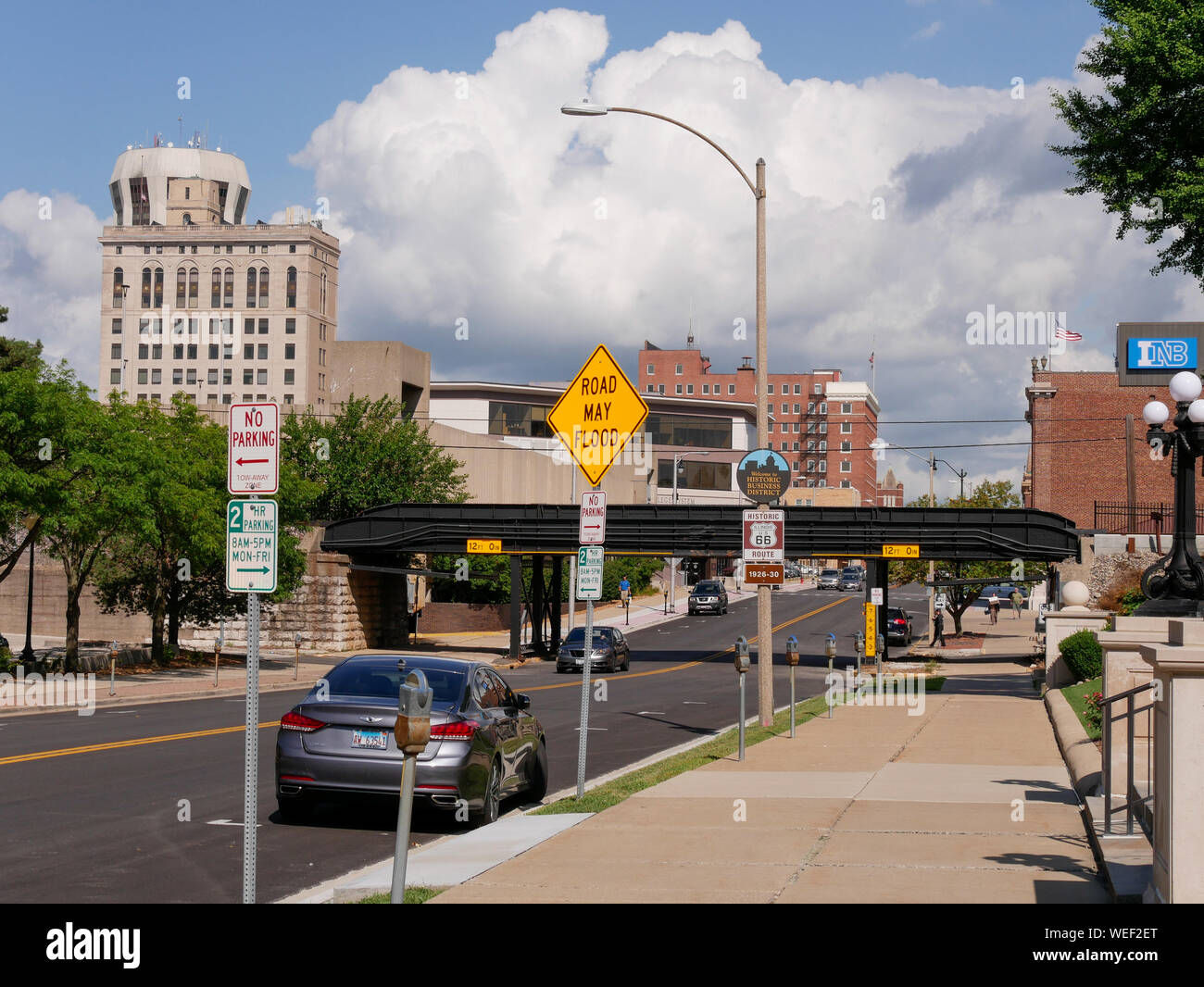 Historic U.S. Route 66 sign, Capitol Avenue. Springfield, Illinois ...
