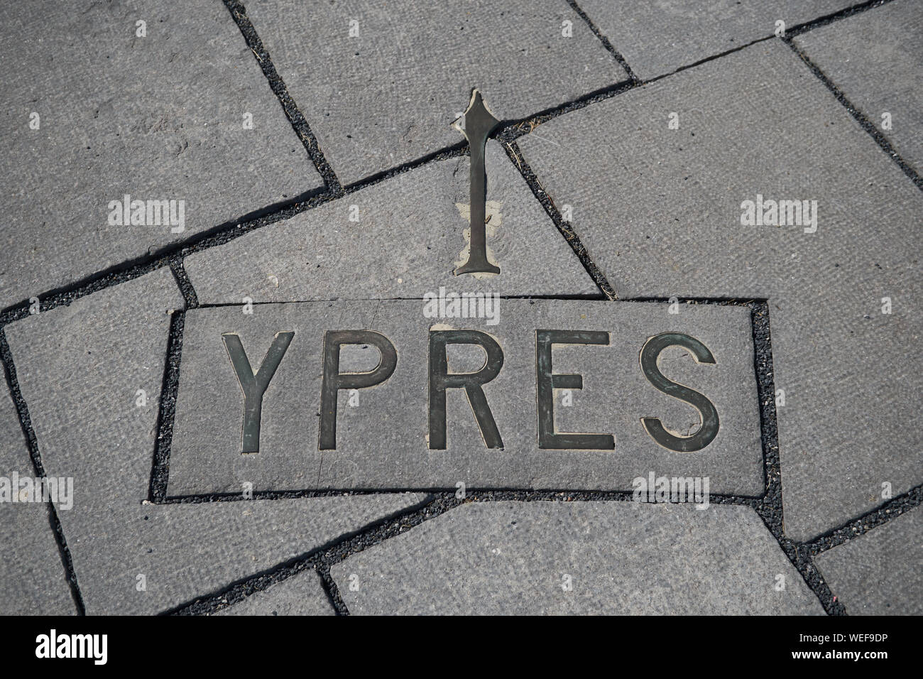 Pointer showing direction of Ypres from the Canadian war monument at ...