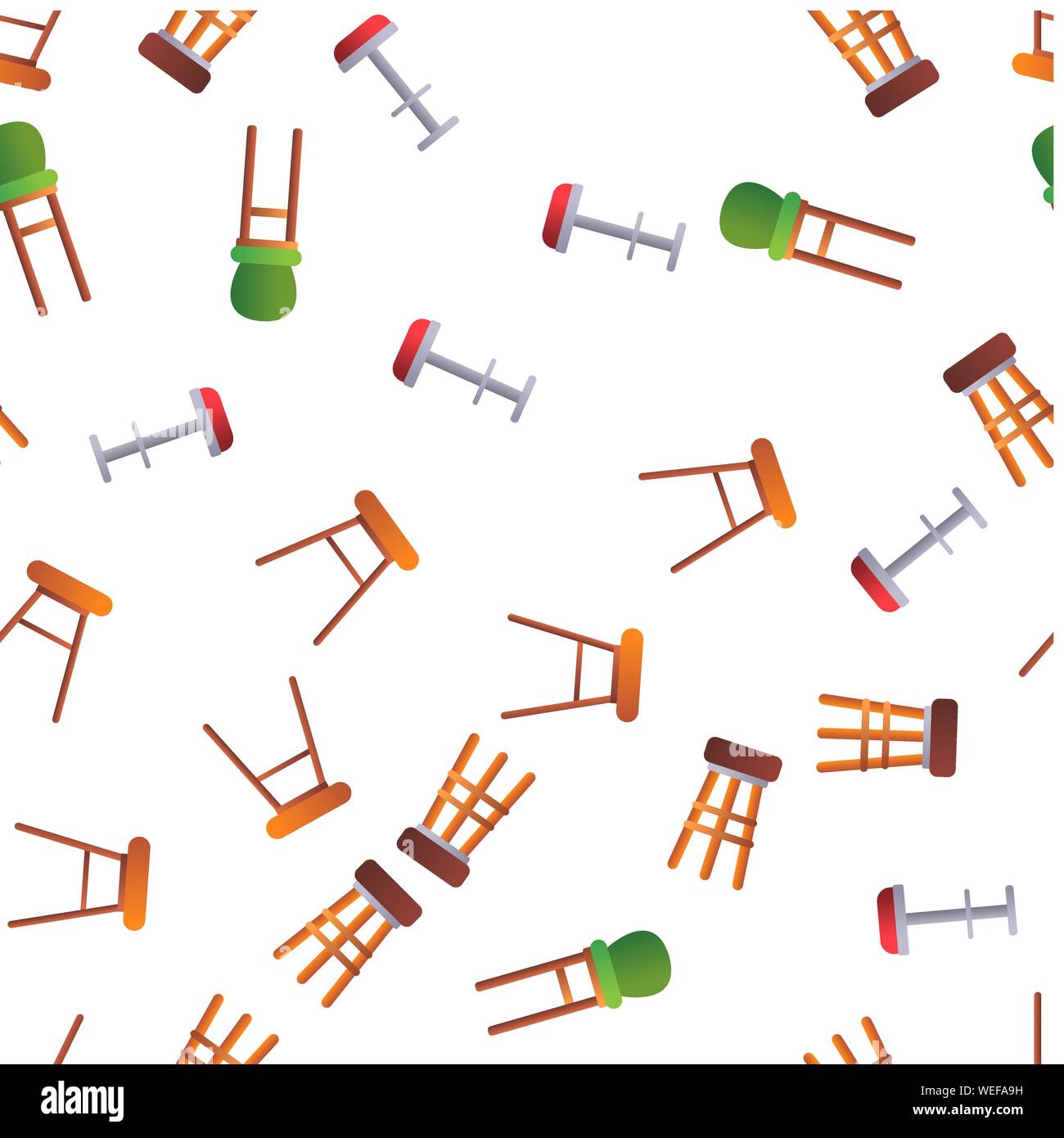 Stool, Sitting Furniture Vector Seamless Pattern Stock Vector Image ...