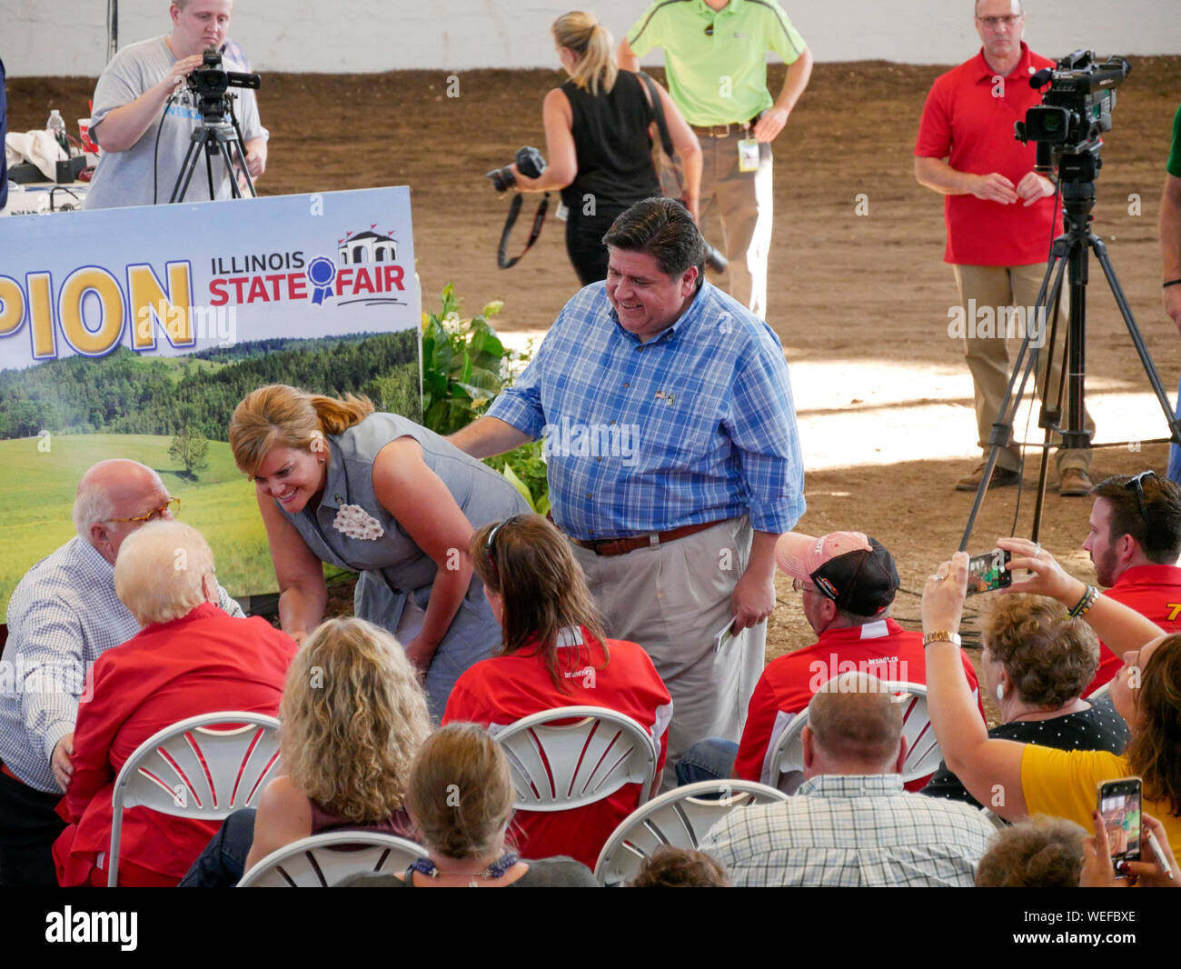 Springfield, Illinois, USA. 13th August 2019. Governor JB Pritzker and ...