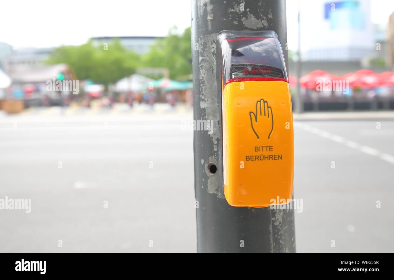 Pedestrian crossing button Berlin Germany Stock Photo - Alamy