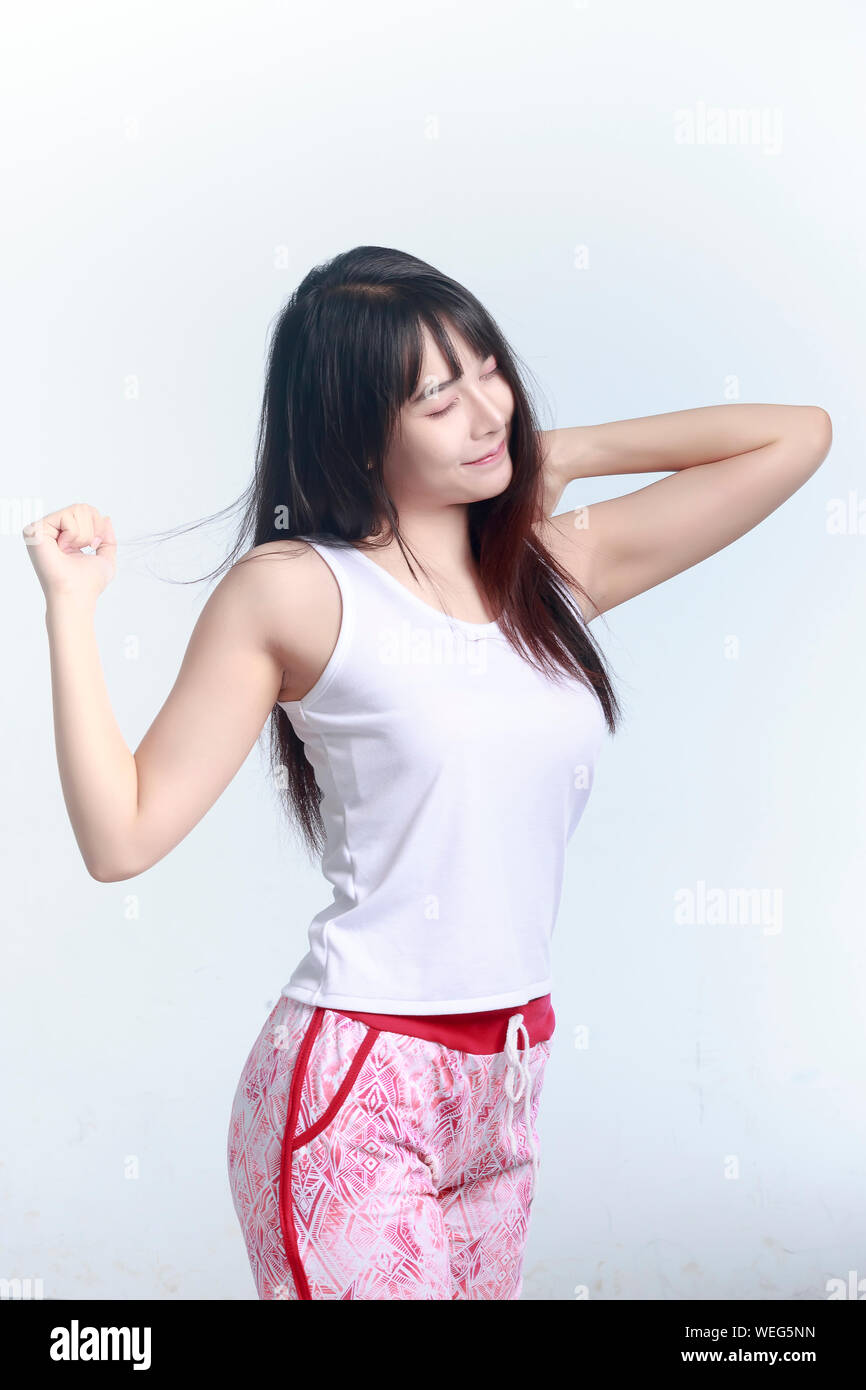 White top smiling hi-res stock photography and images - Alamy