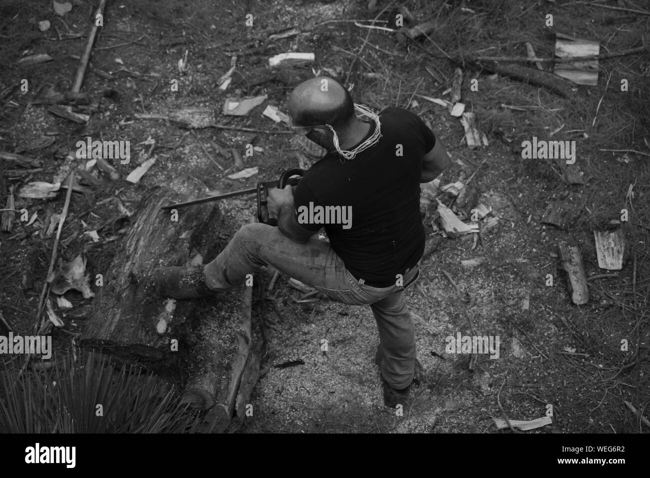 Mature Man Standing Rear View Black and White Stock Photos & Images - Alamy