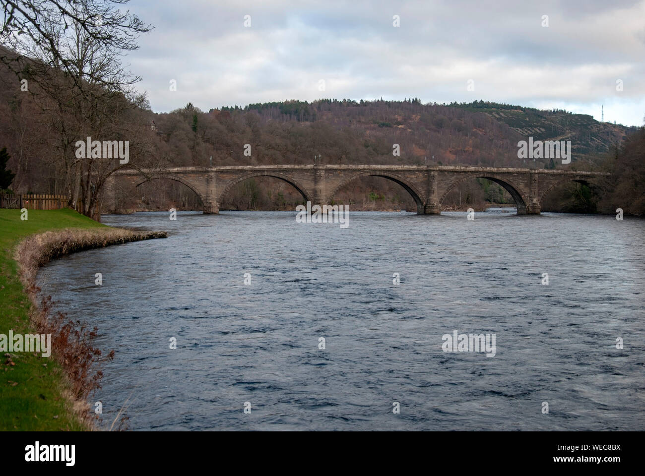 Landscape River Tay with Thomas Telford's Dunkeld Bridge Dunkeld ...