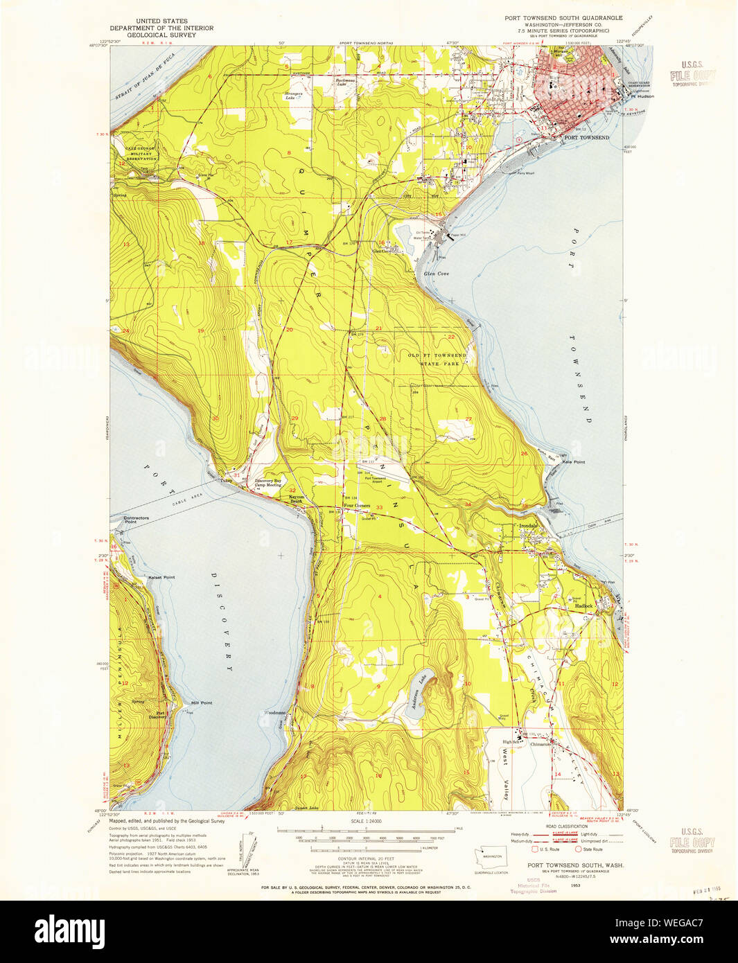 USGS Topo Map Washington State WA Port Townsend South 243236 1953 24000 ...
