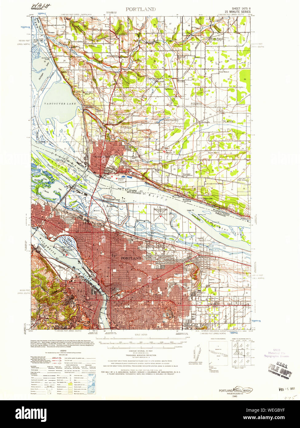 USGS Topo Map Washington State WA Portland 243242 1940 62500 ...