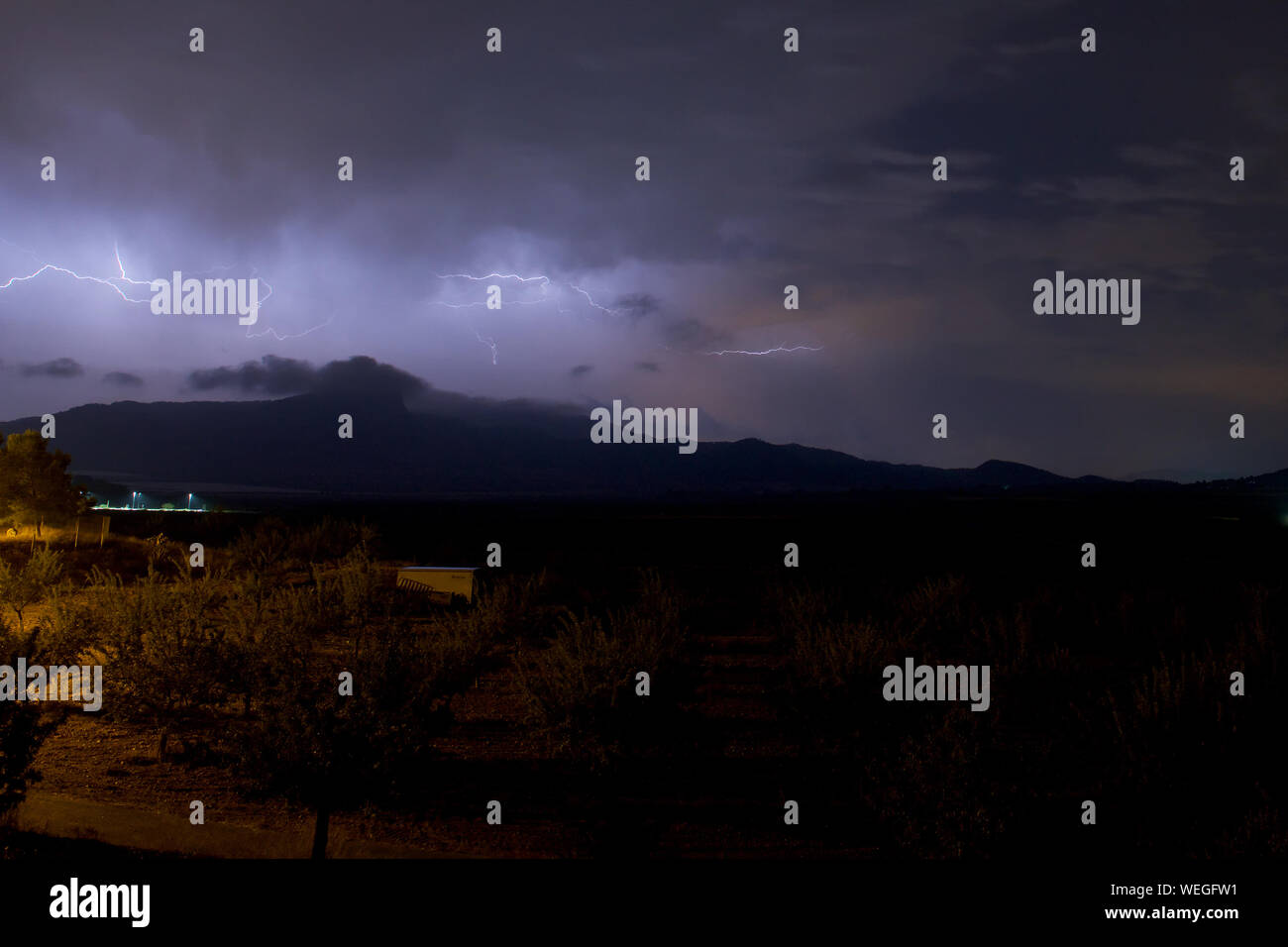 Lightning storm at night Stock Photo - Alamy