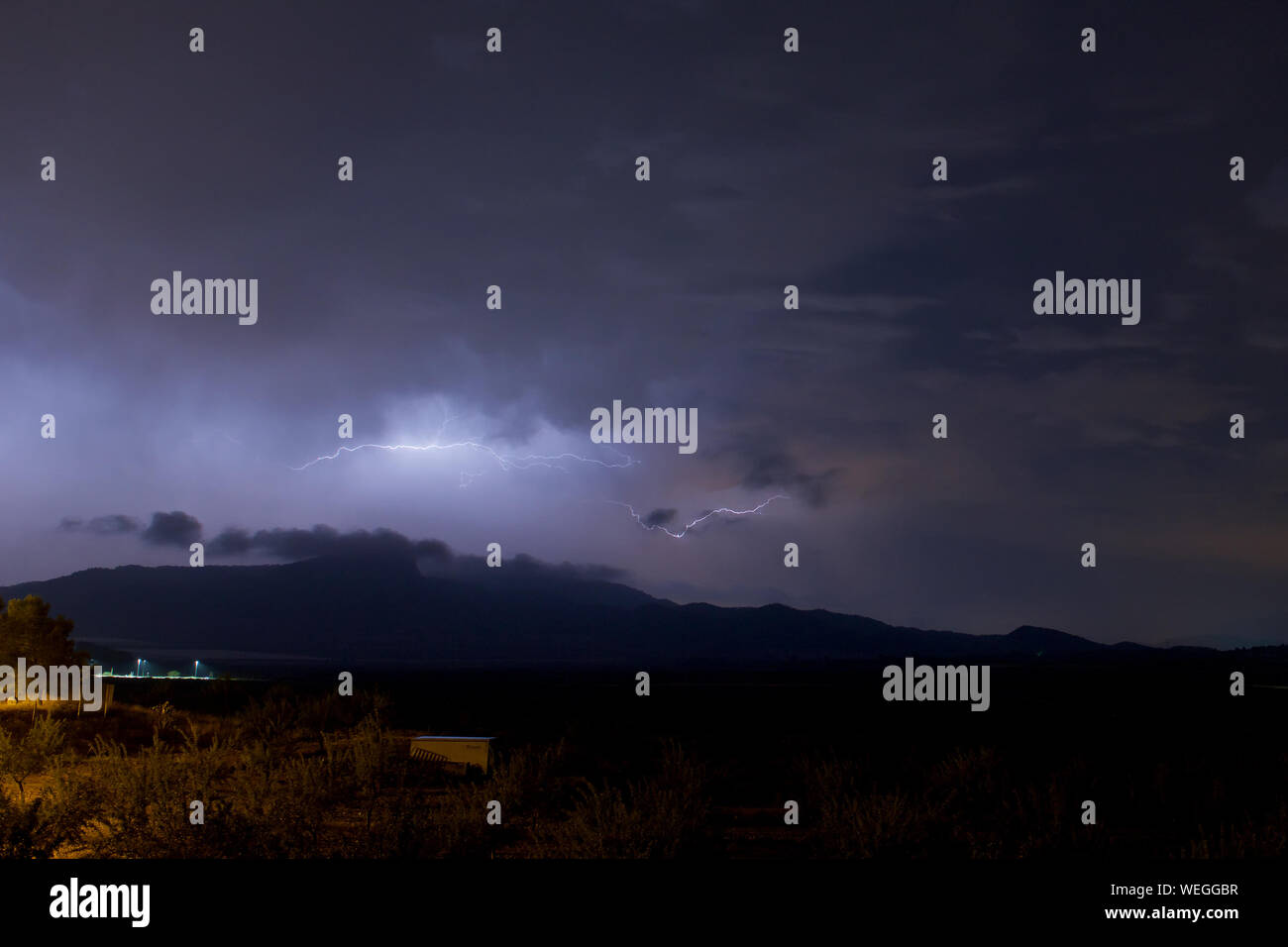 Lightning storm at night Stock Photo - Alamy