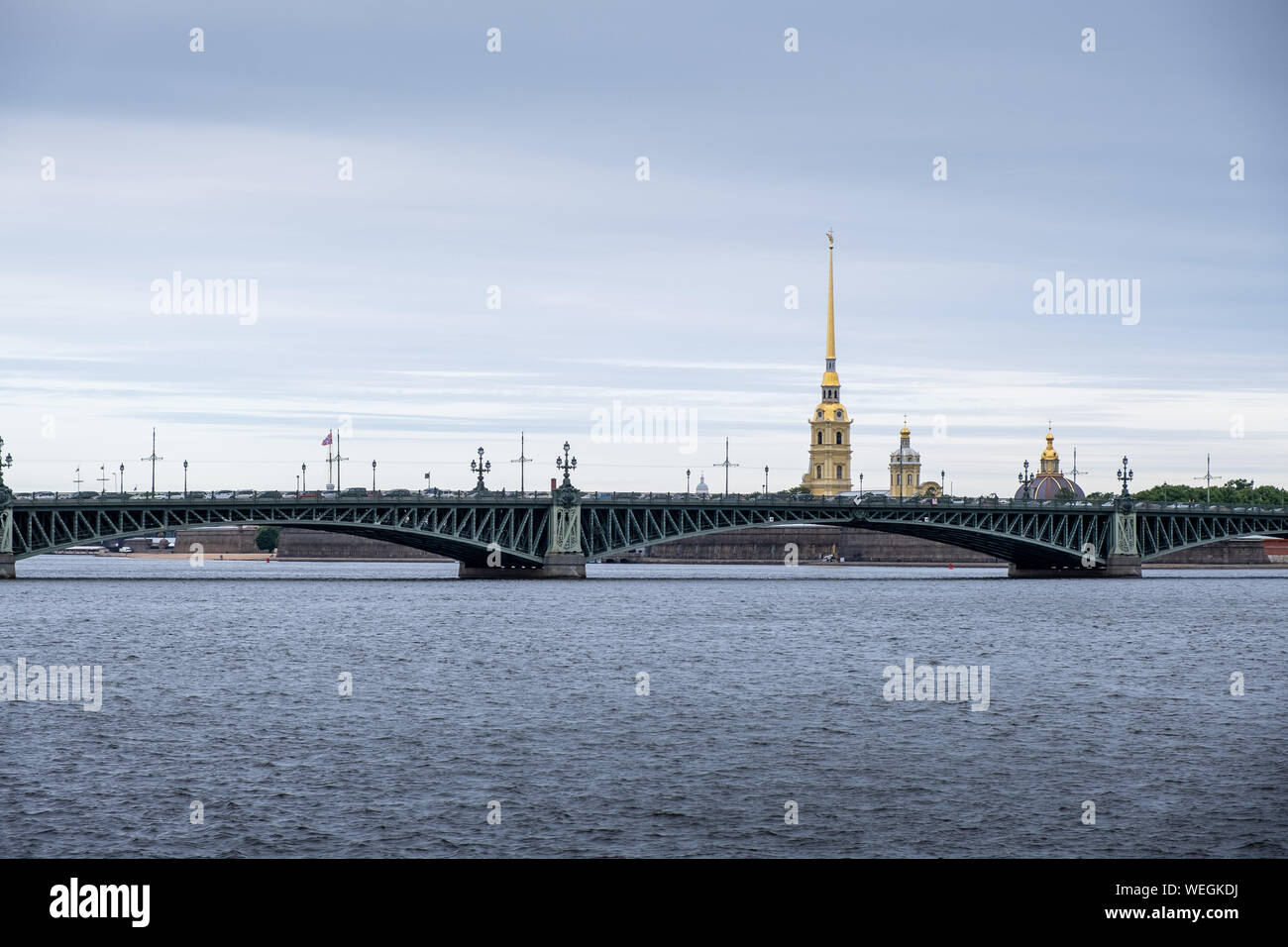 ST. PETERSBURG, RUSSIA - AUGUST 5, 2019: Trinity Bridge is a bascule ...