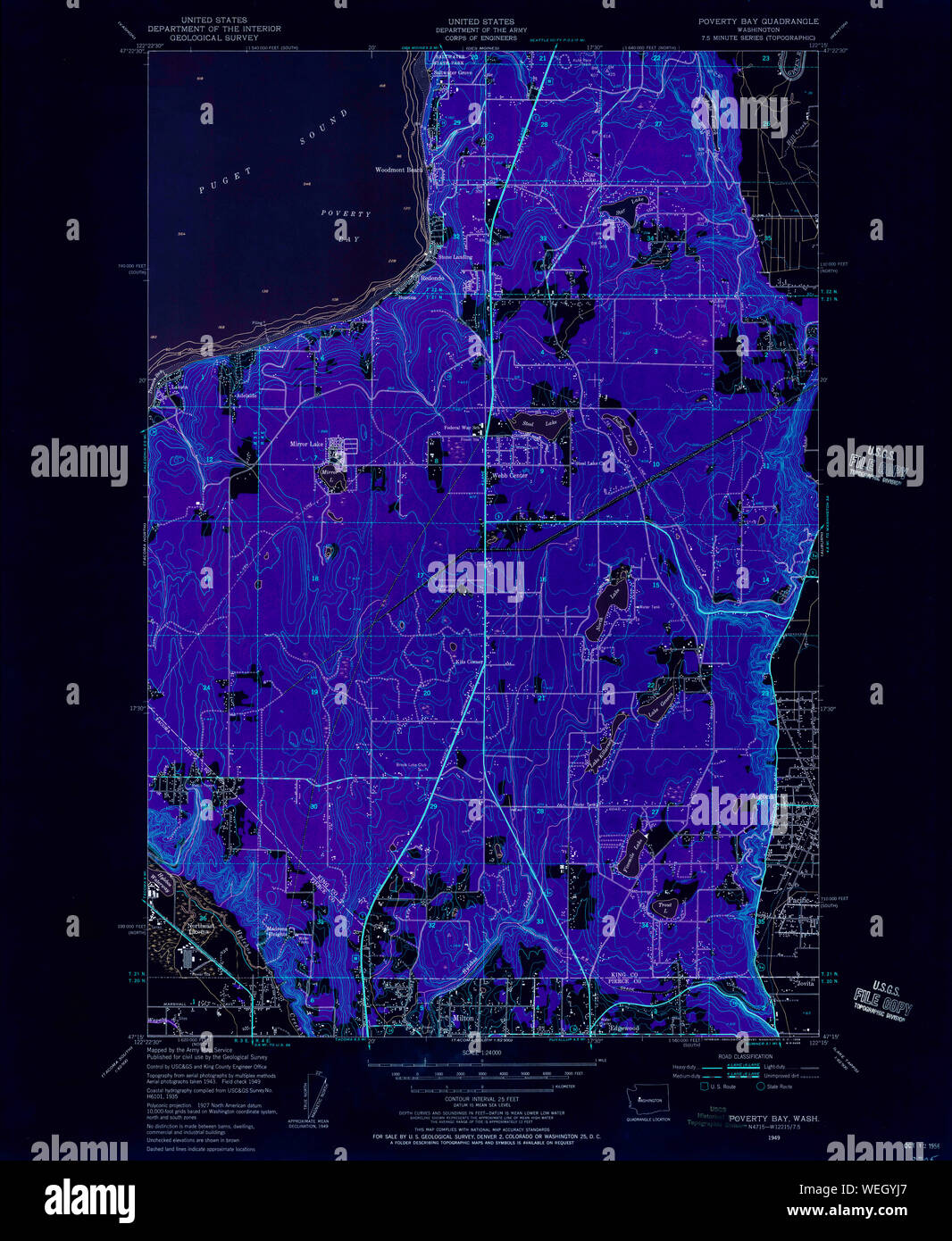 USGS Topo Map Washington State WA Poverty Bay 243263 1949 24000 ...