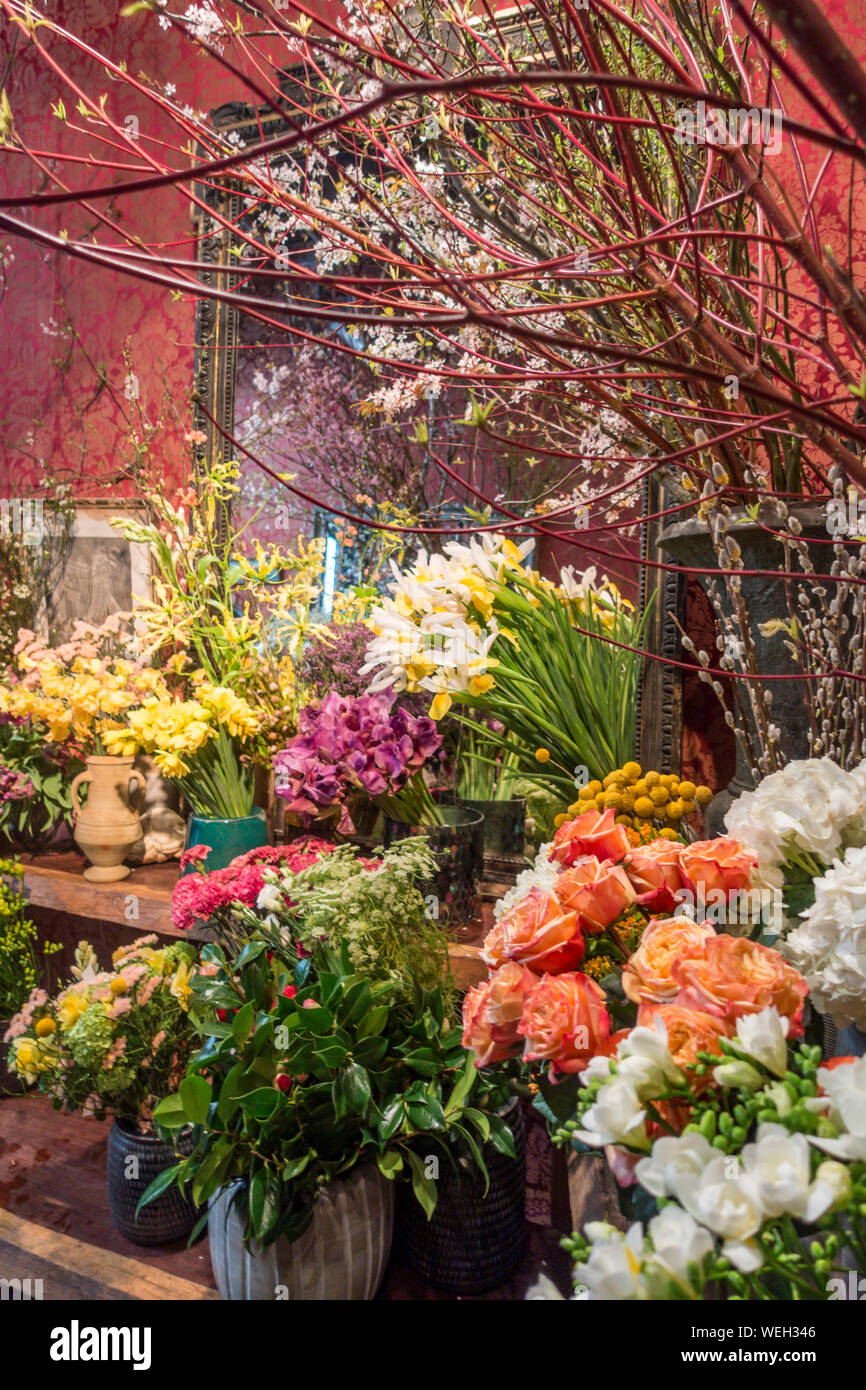 Flower displays in a Paris flower shop Stock Photo - Alamy
