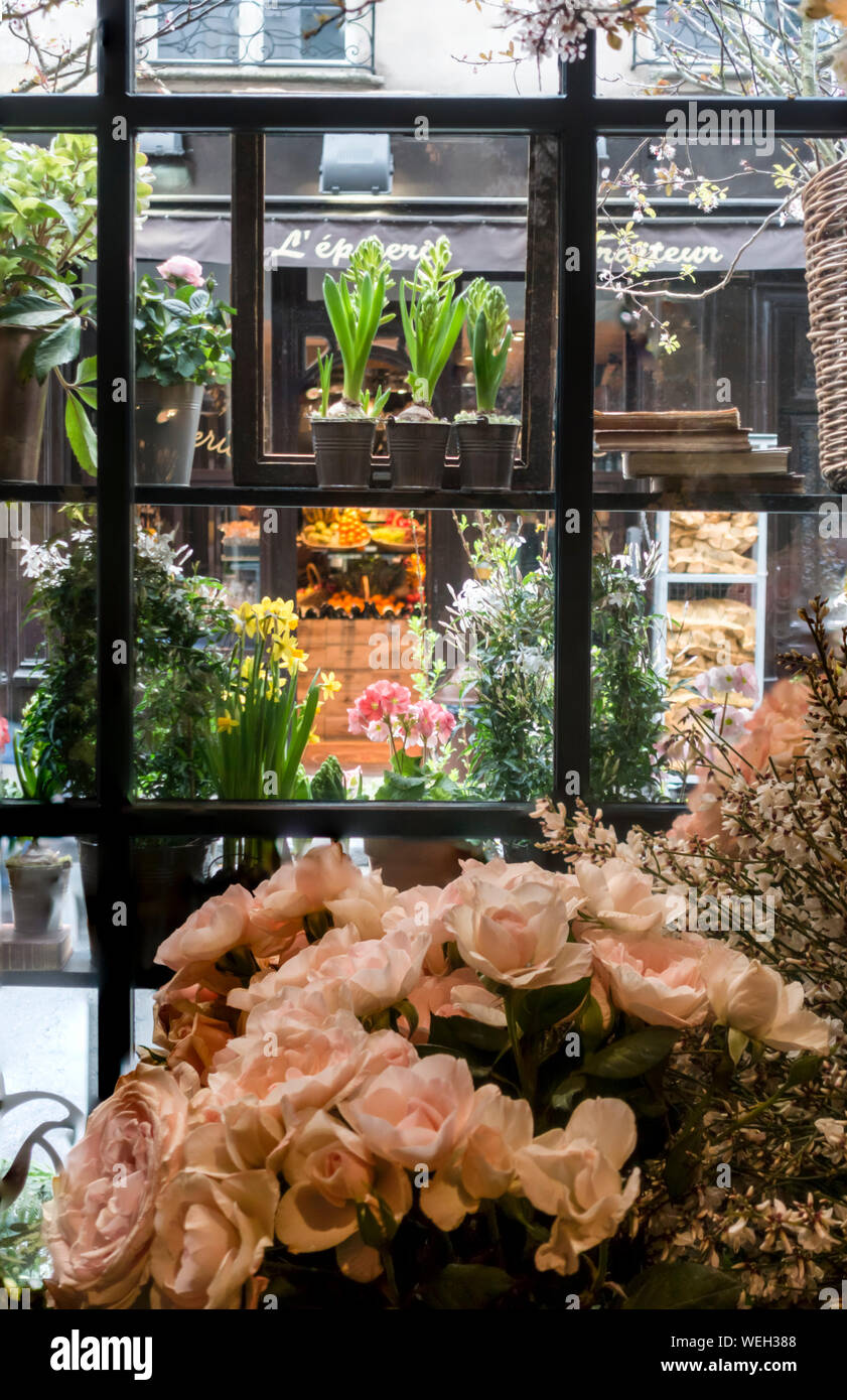 Flower displays in a Paris flower shop Stock Photo - Alamy