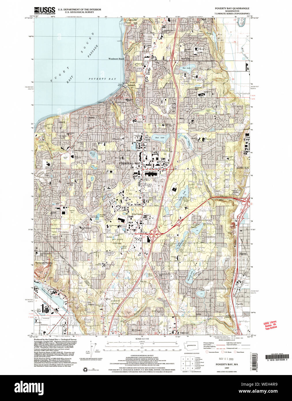 USGS Topo Map Washington State WA Poverty Bay 243270 1997 24000 ...