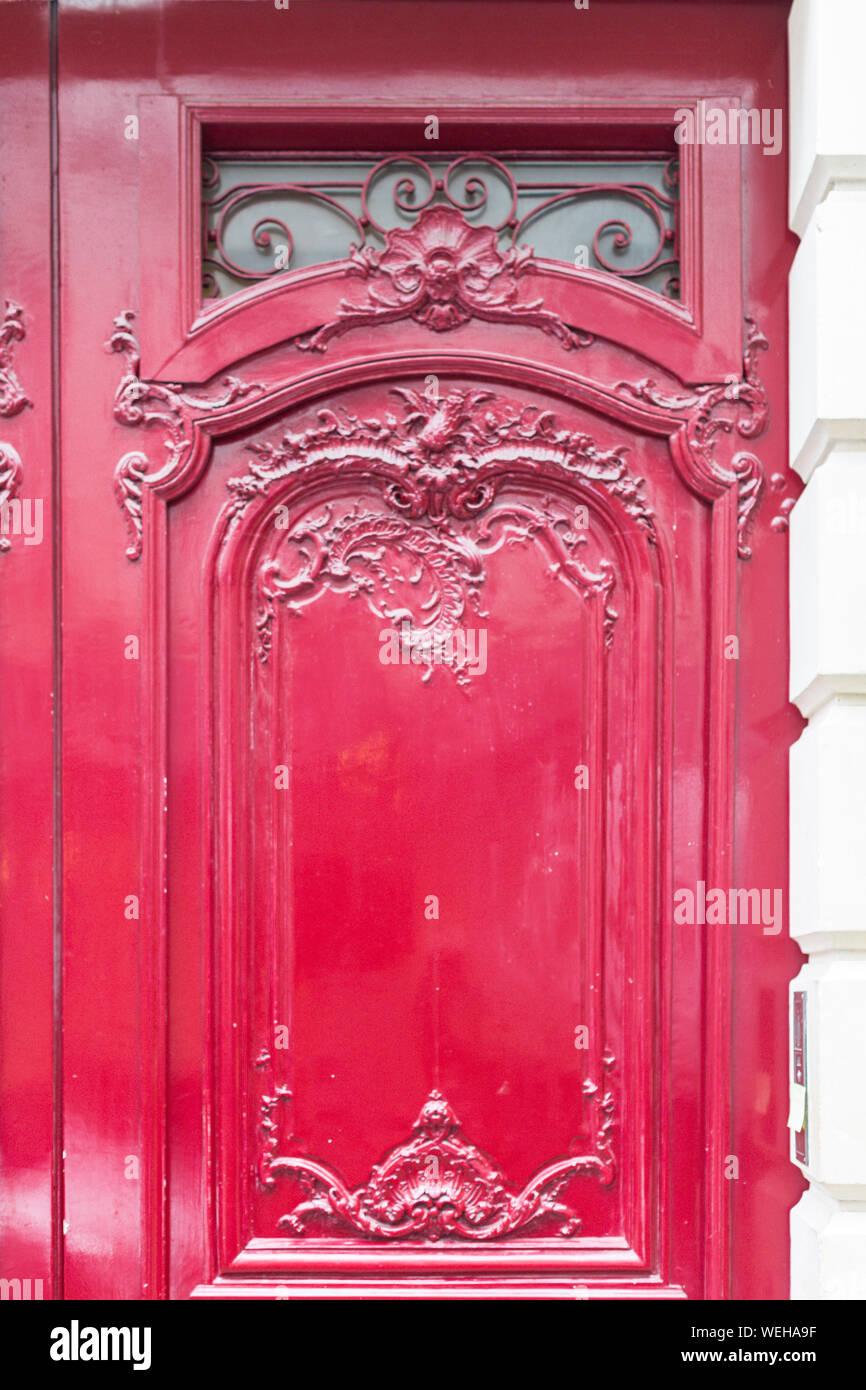 Details of ornate, red door in Paris, France Stock Photo - Alamy