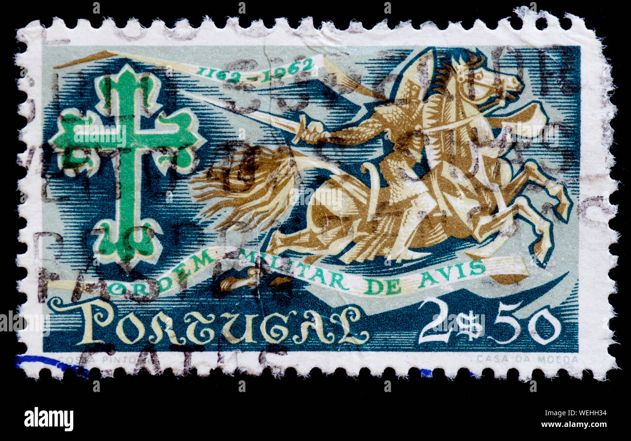 Portugal Postage Stamp - Emblem of Order and Knight Stock Photo - Alamy