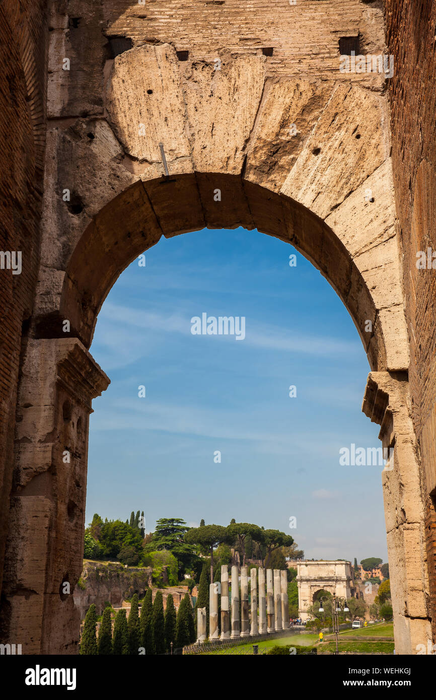 ROME, ITALY - APRIL, 2018: The Arch of Titus and the Via Sacra seen ...