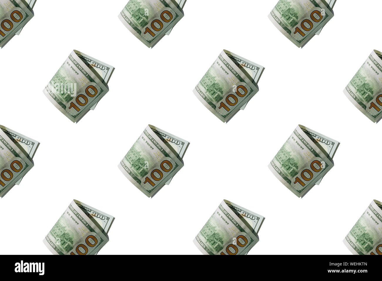 Pattern with money american hundred dollar isolated on white background ...