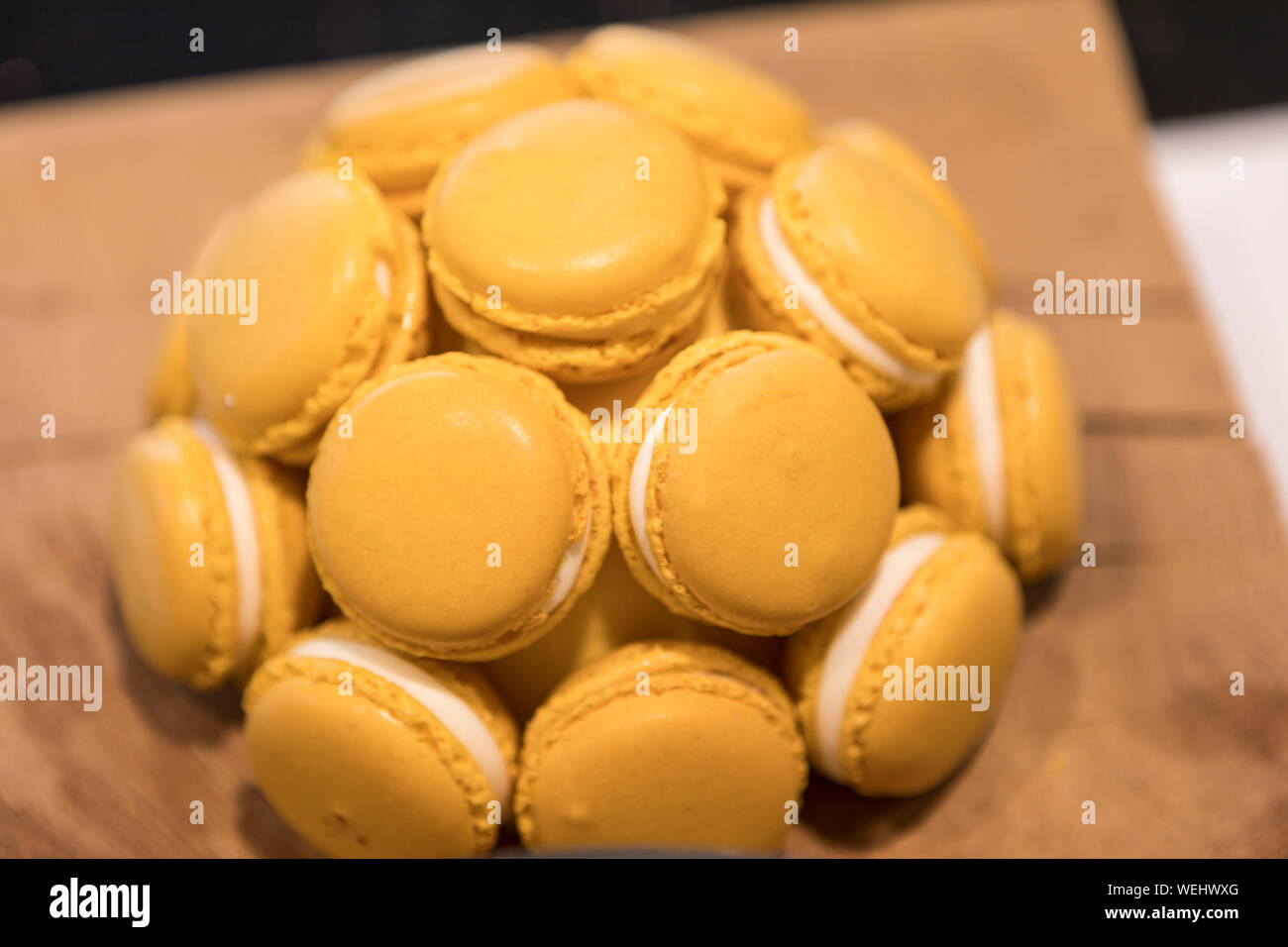 Yellow macarons in a Paris patisserie (bakery Stock Photo - Alamy