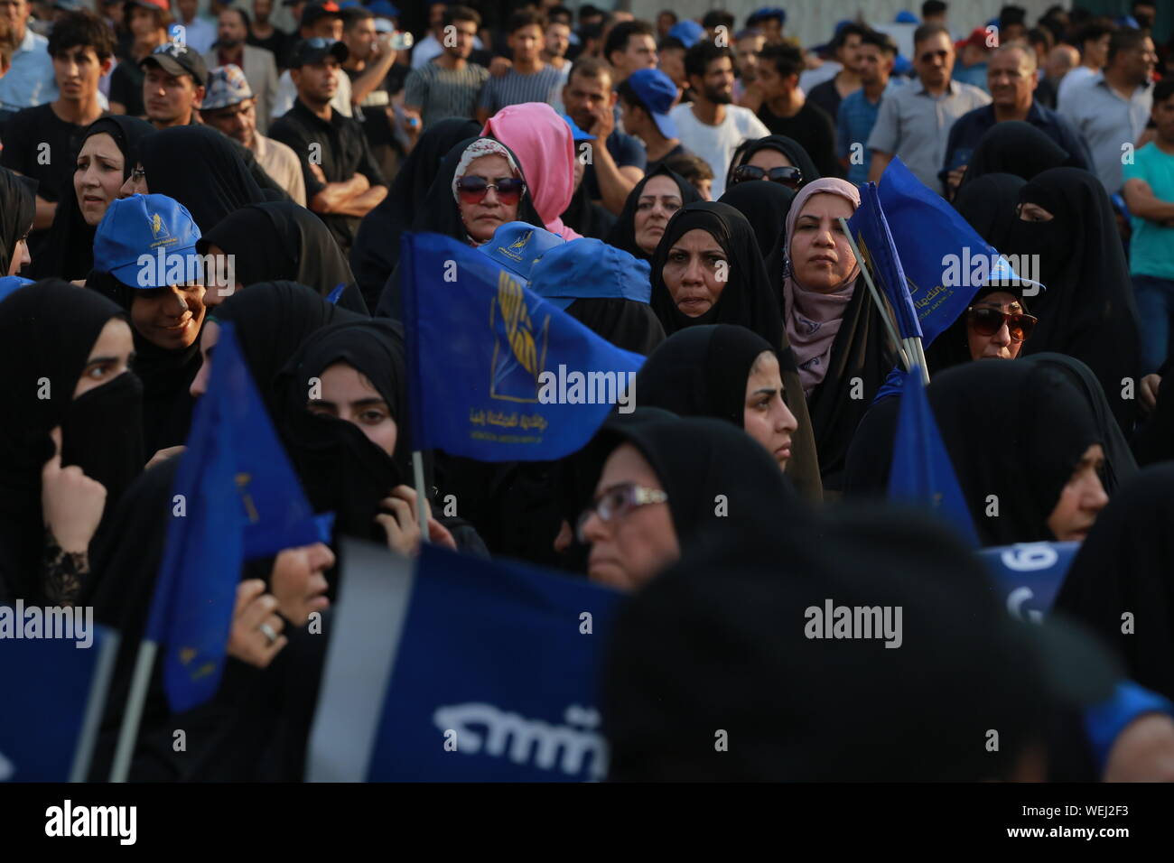 Baghdad, Iraq. 30th Aug, 2019. Supporters of Iraqi Shiite Muslim cleric ...