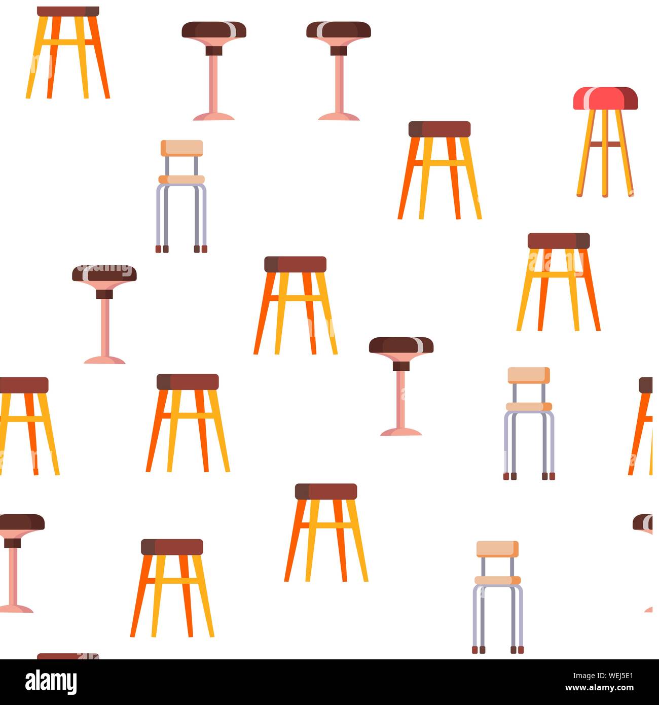 Stool, Sitting Furniture Vector Seamless Pattern Stock Vector Image ...