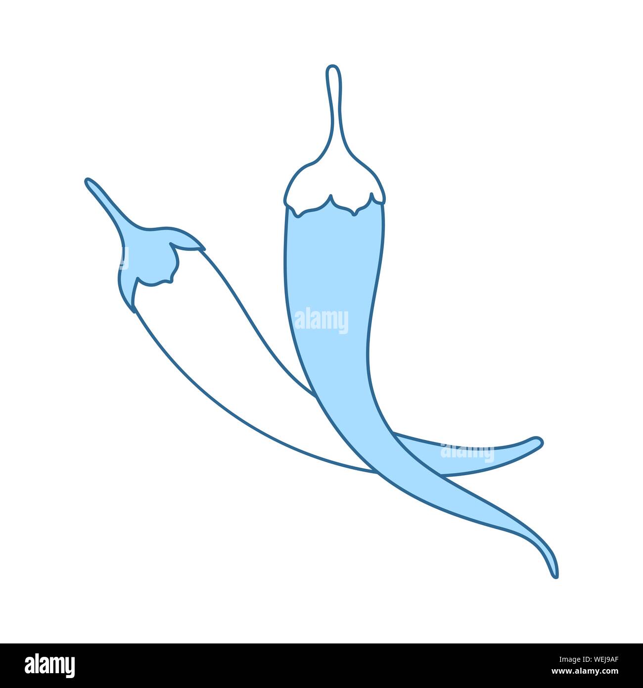 Chili Pepper Icon. Thin Line With Blue Fill Design. Vector Illustration ...