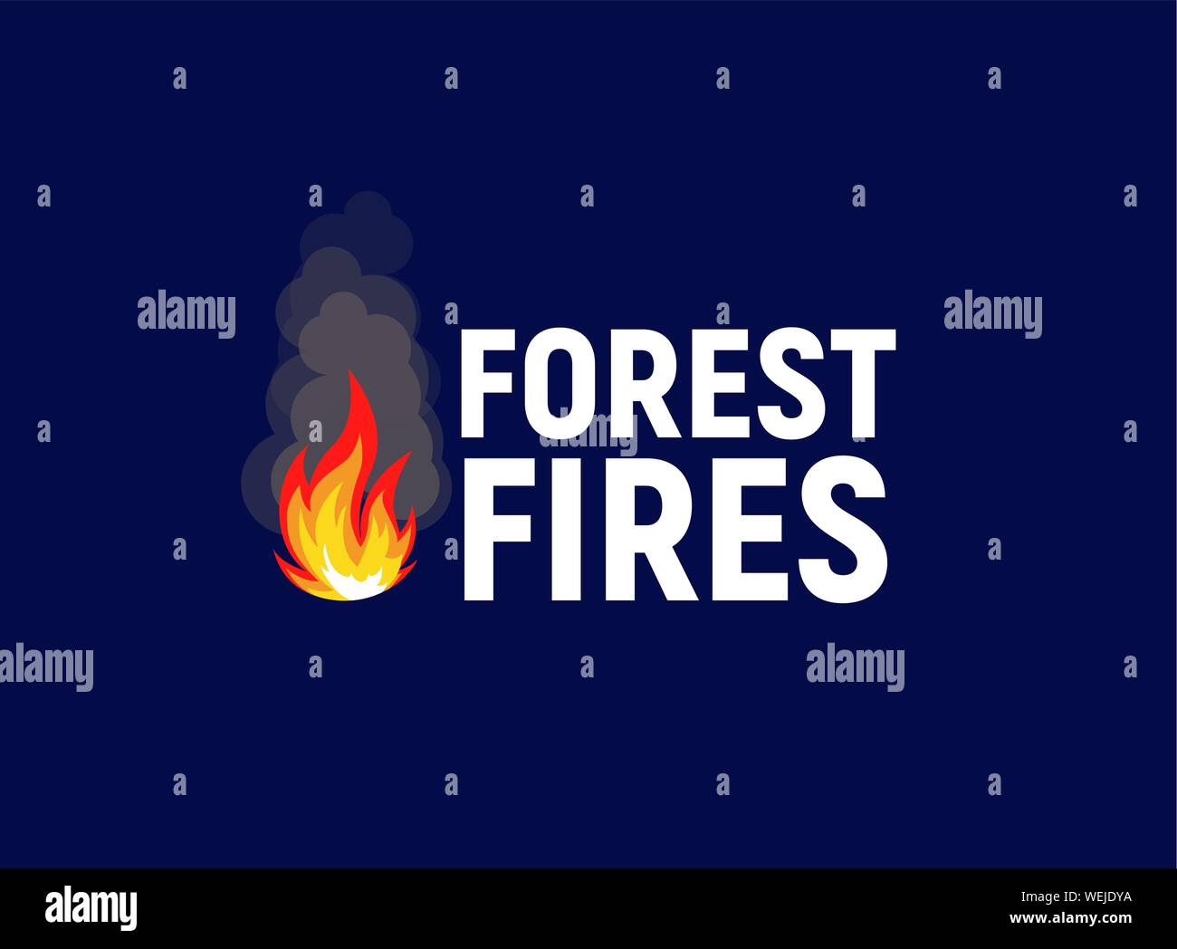 Forest fires. Bonfire with text, flat logo template. Isolated vector ...