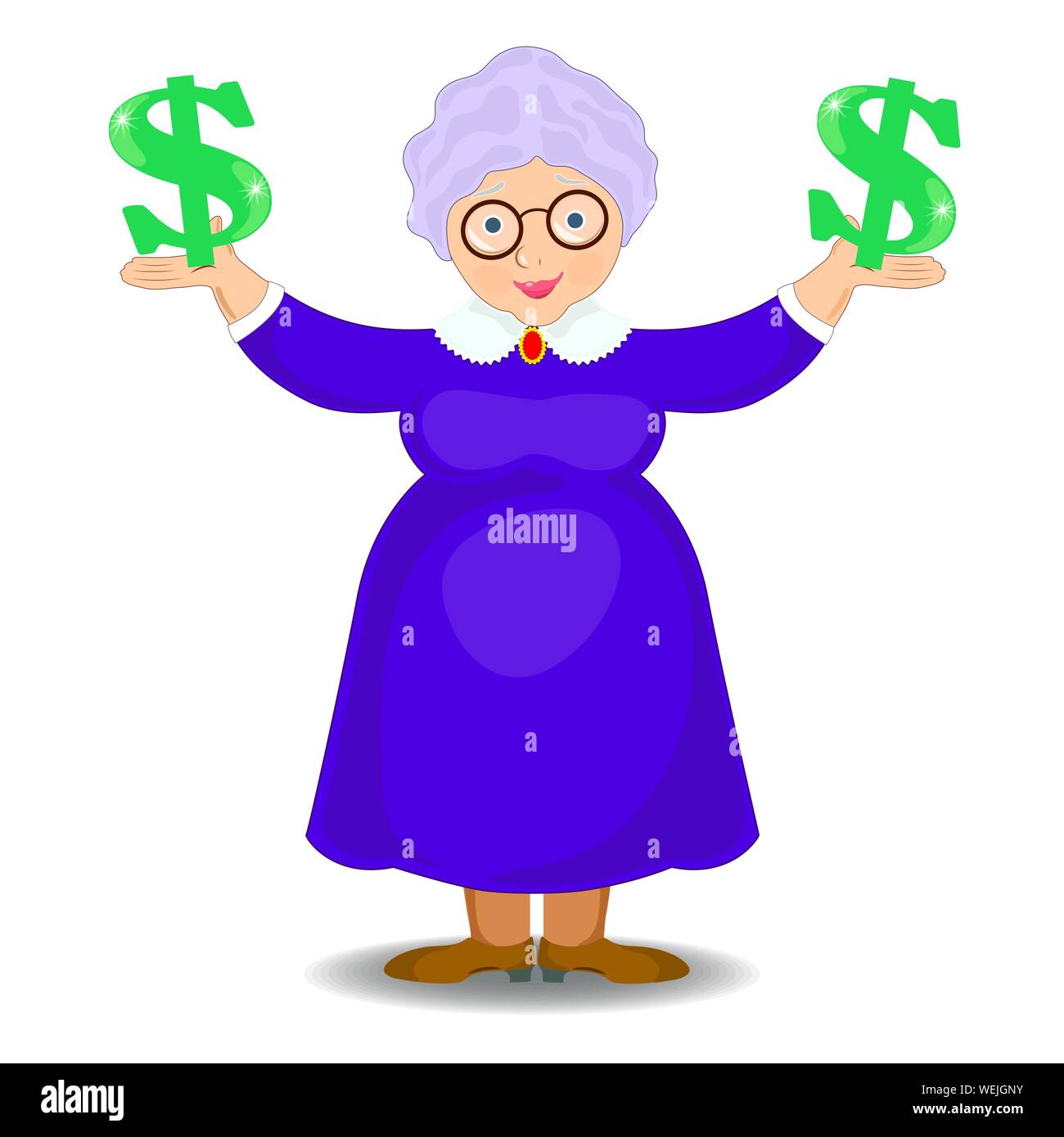 Flat illustration of modern smart business grandmother. Earn money. The ...