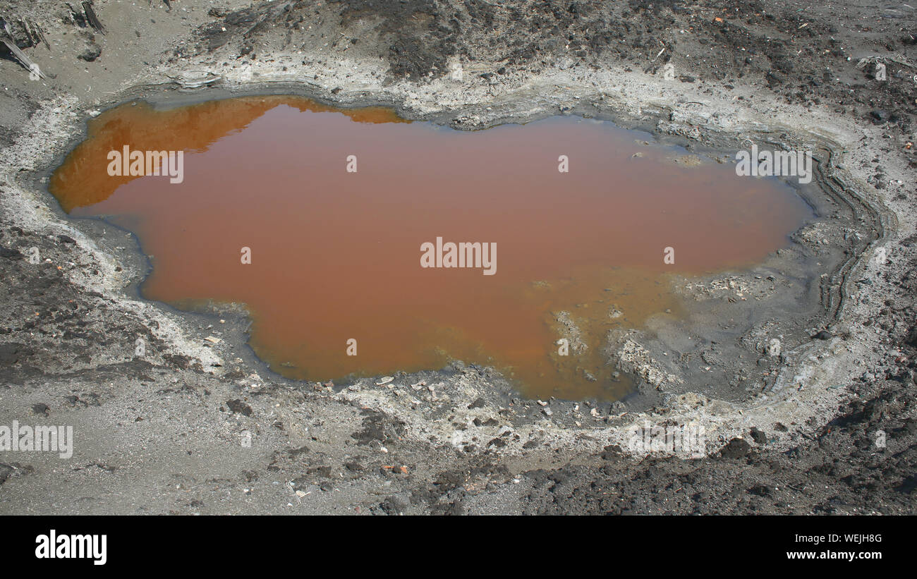 Contamination soil and water spot oil pollutions, former dump toxic ...