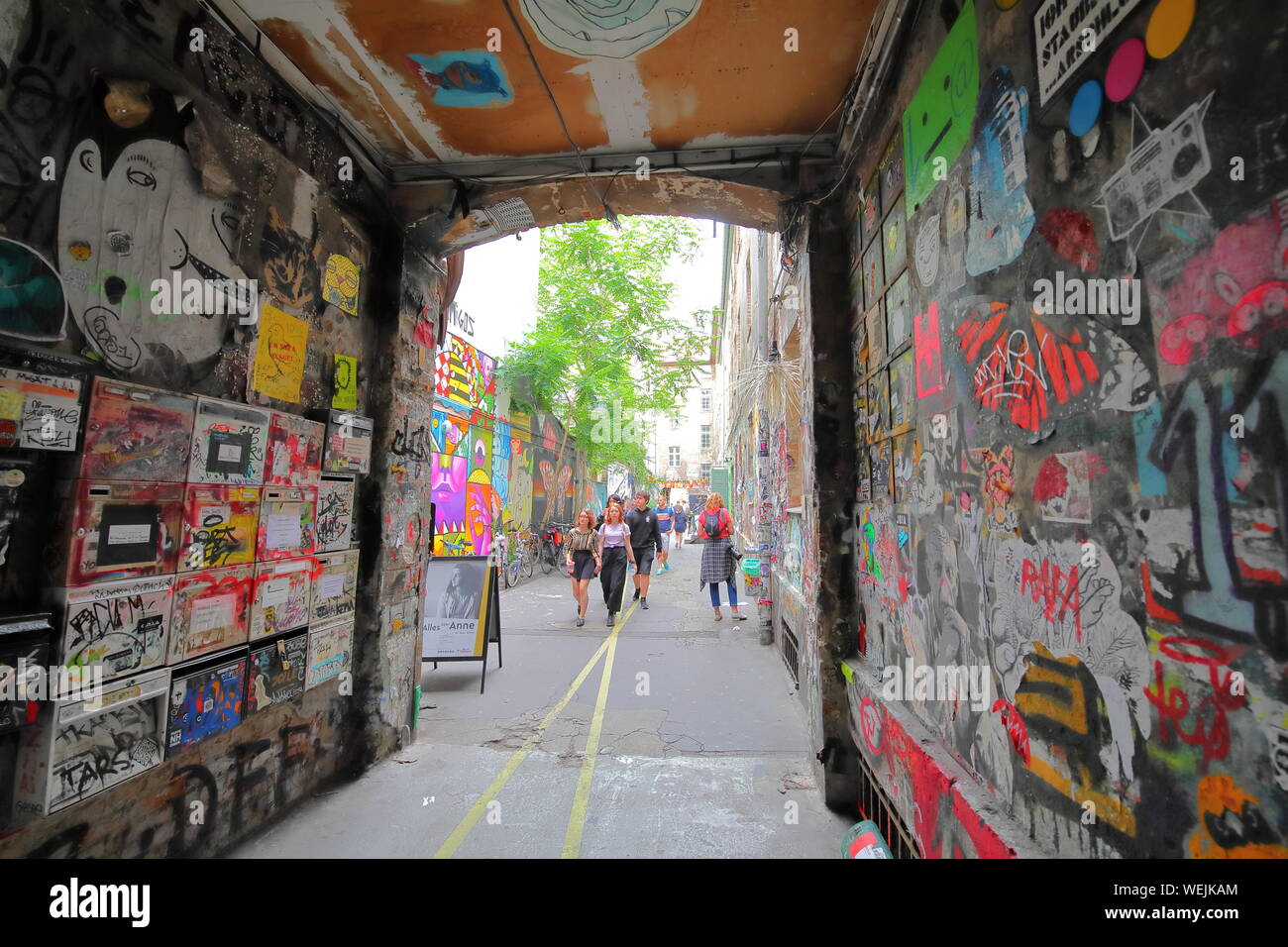 People visit Hackescher market street art alley Berlin Germany Stock ...
