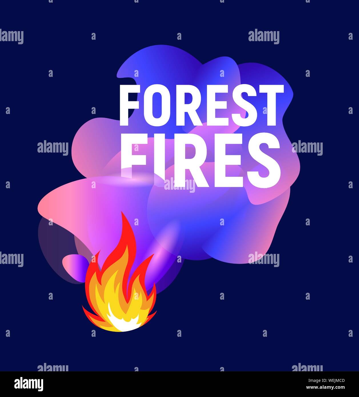 Forest fires. Abstract purple wavy shapes. Flat logo template. Isolated ...