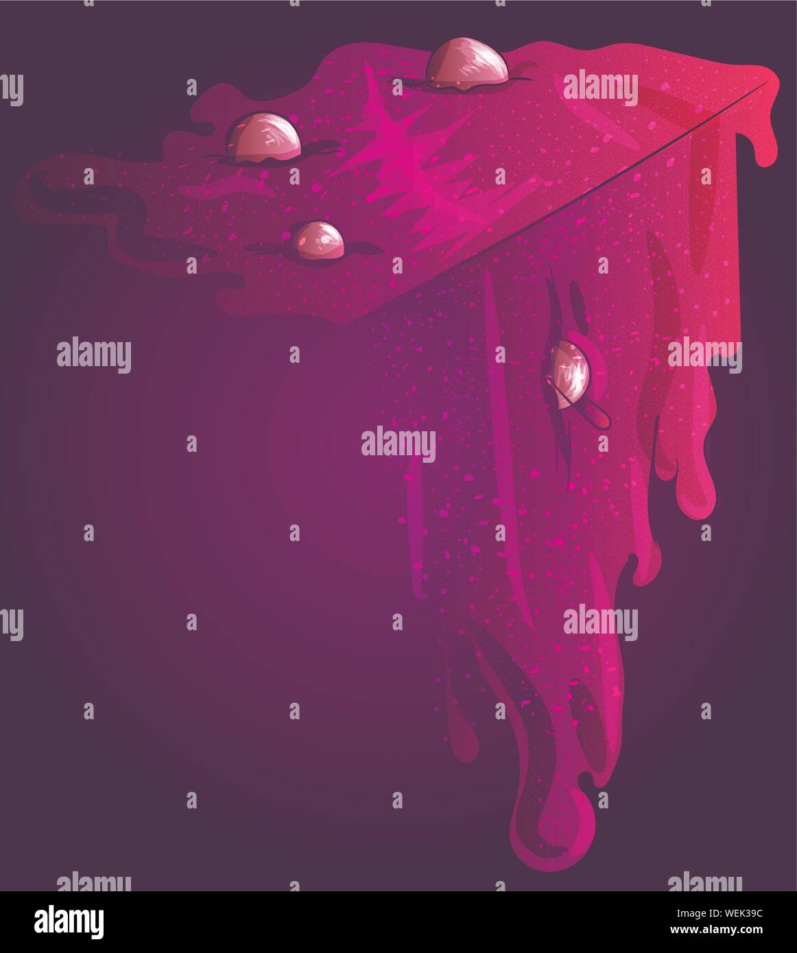 Abstract universe with stars and planets melting on a surface. Pink and ...