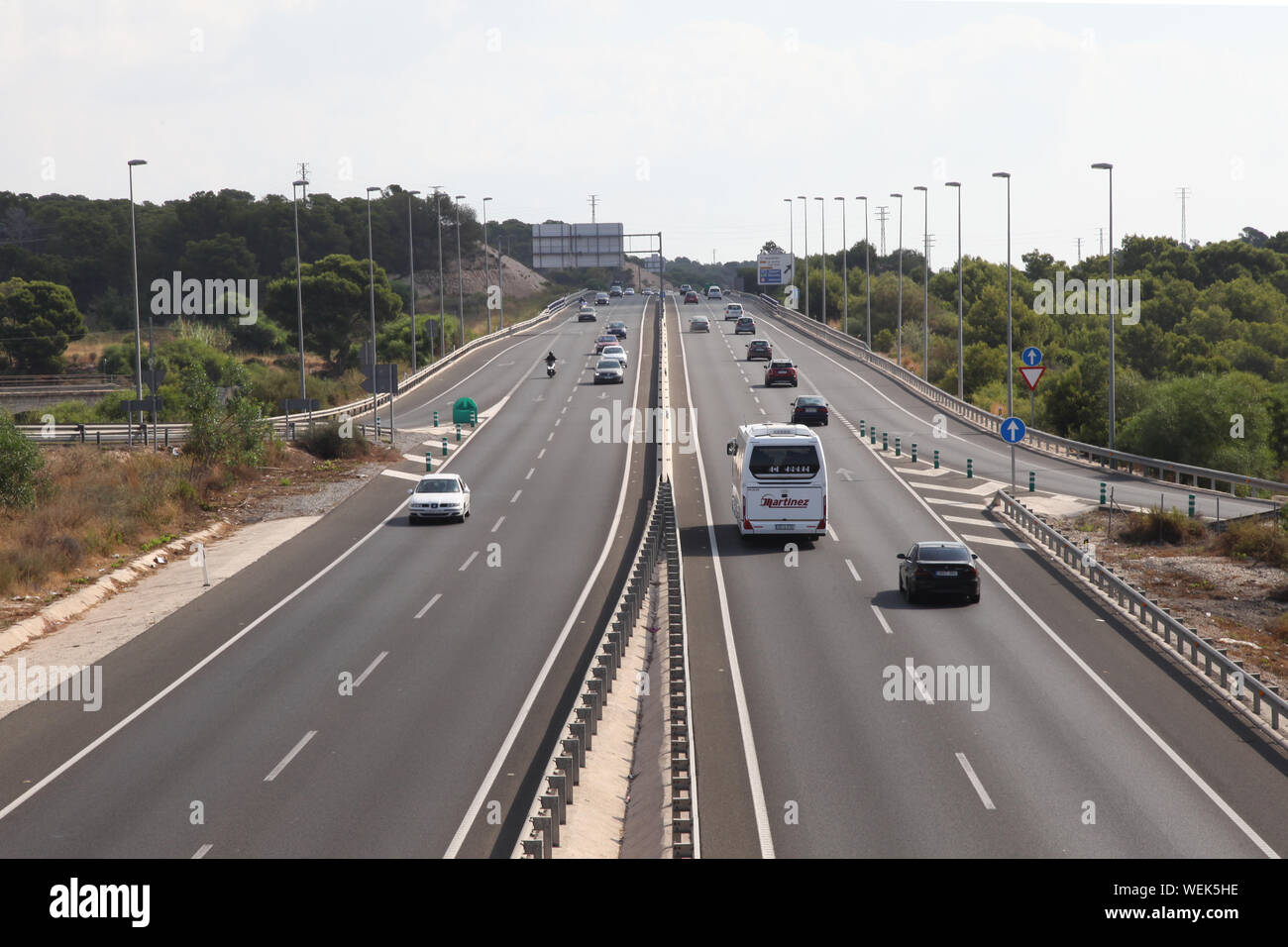 Benidorm, Spain, vehicles driving along the N-332 Main Highway, 2019 ...