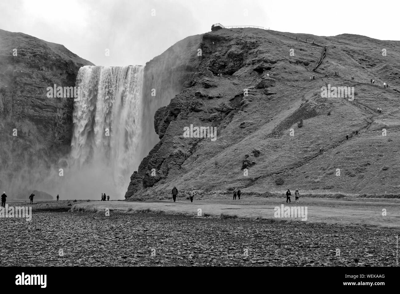 People Against Waterfall Stock Photo - Alamy