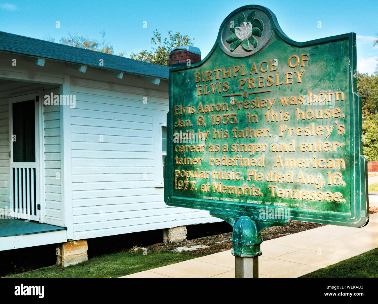 The birthplace of Elvis Presley in 1935 in Tupelo, MS, in a house built ...