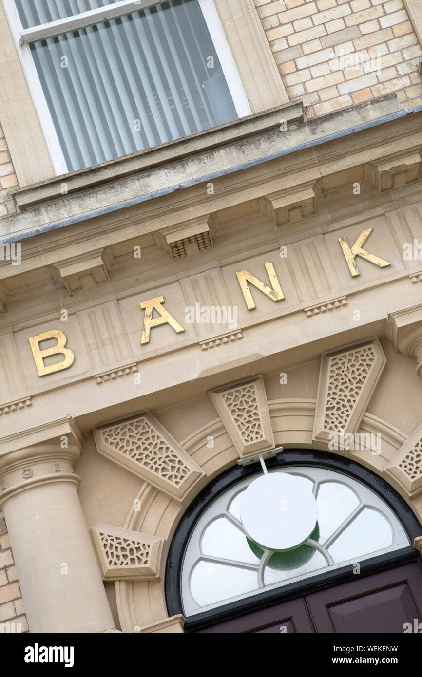 Bank Sign on Building Facade Stock Photo - Alamy
