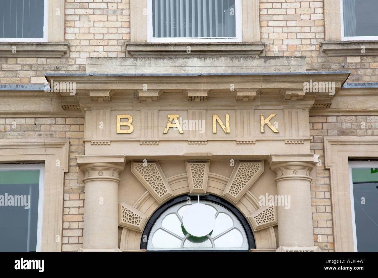 Bank Sign on Building Facade Stock Photo - Alamy
