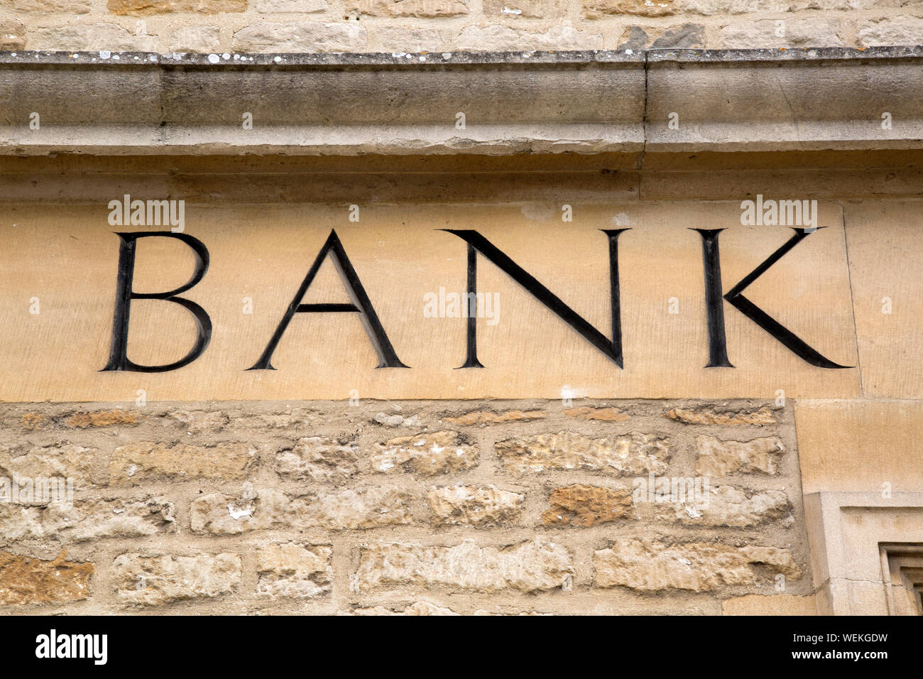 Bank Sign on Building Facade Stock Photo - Alamy