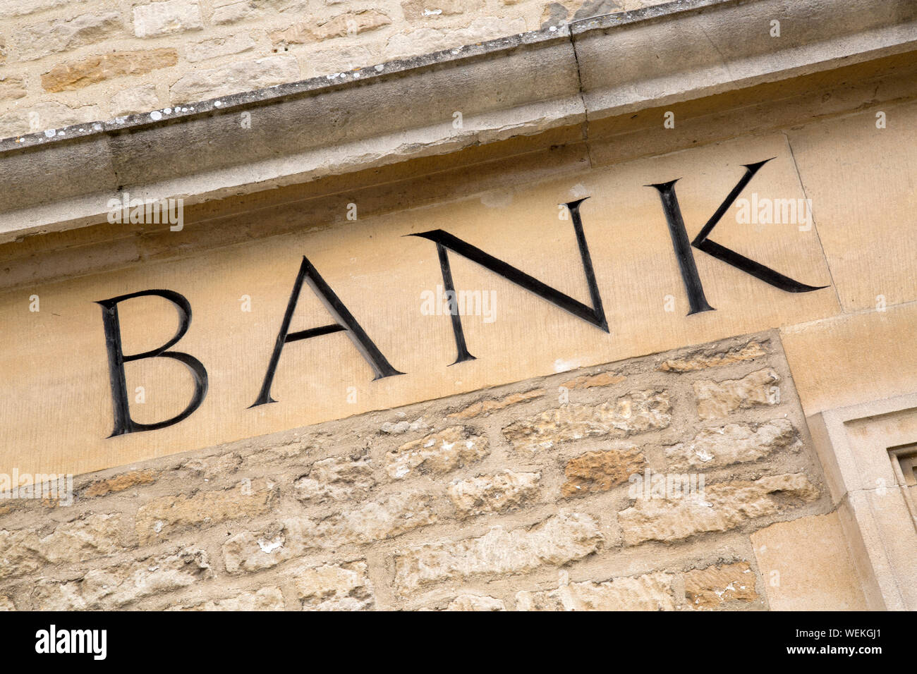 Bank Sign on Building Facade Stock Photo - Alamy