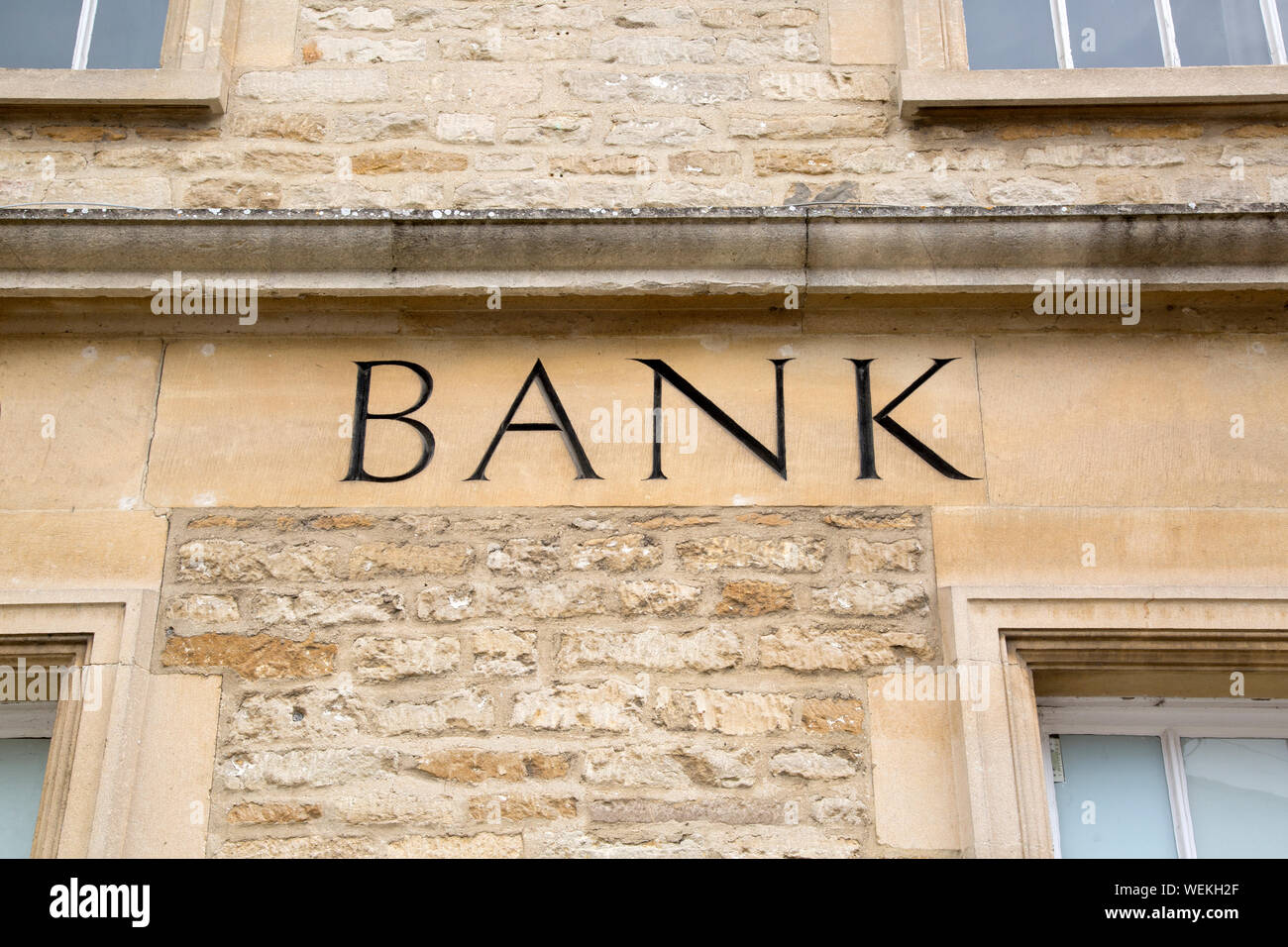 Bank Sign on Building Facade Stock Photo - Alamy