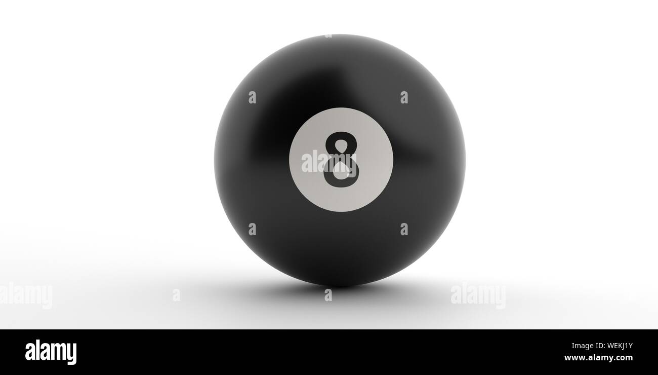 Billiard game pool ball number 8 black color isolated against white ...