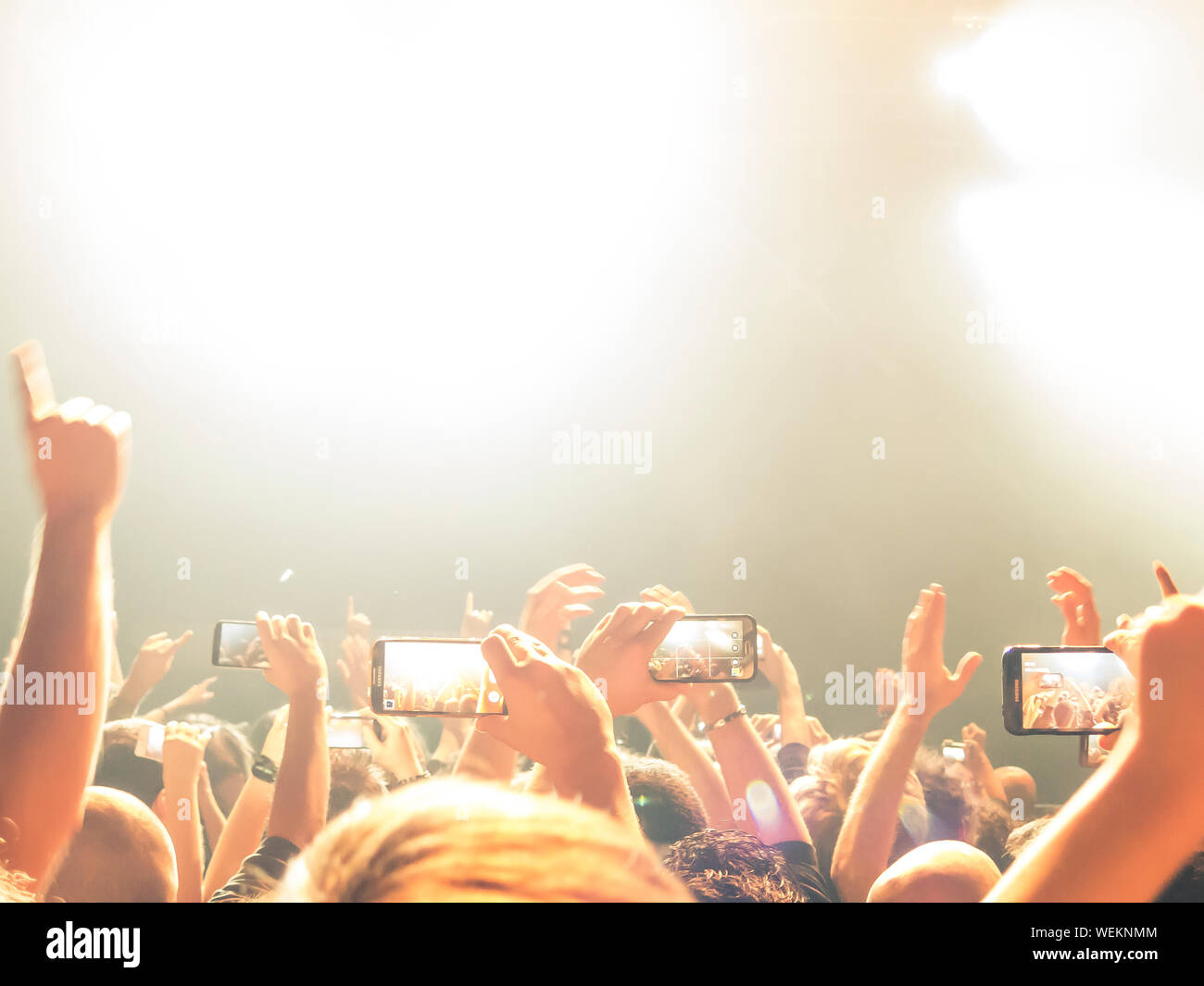 Colourful concert hall with clapping people Stock Photo - Alamy