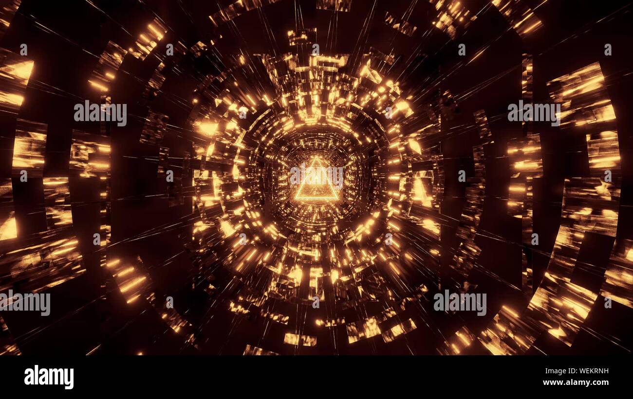 abstract reflection background with golden tringle wireframe design 3d ...