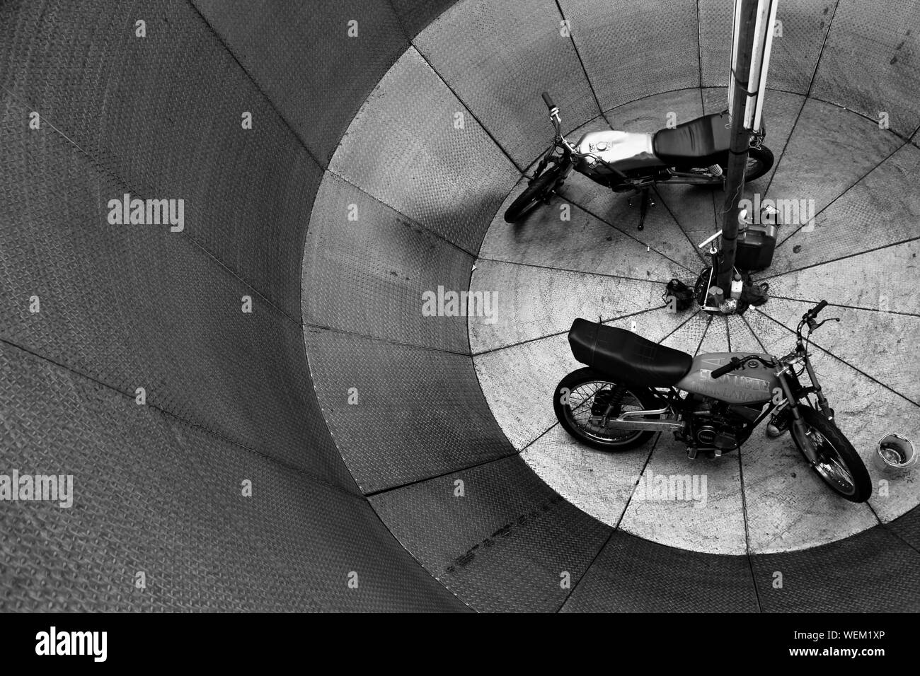 Wall of death motorcycle Black and White Stock Photos & Images - Alamy