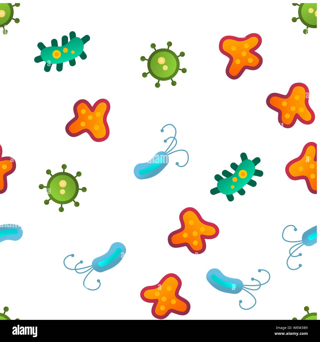 Bacteria, Bacterial Cells Vector Seamless Pattern Stock Vector Image ...
