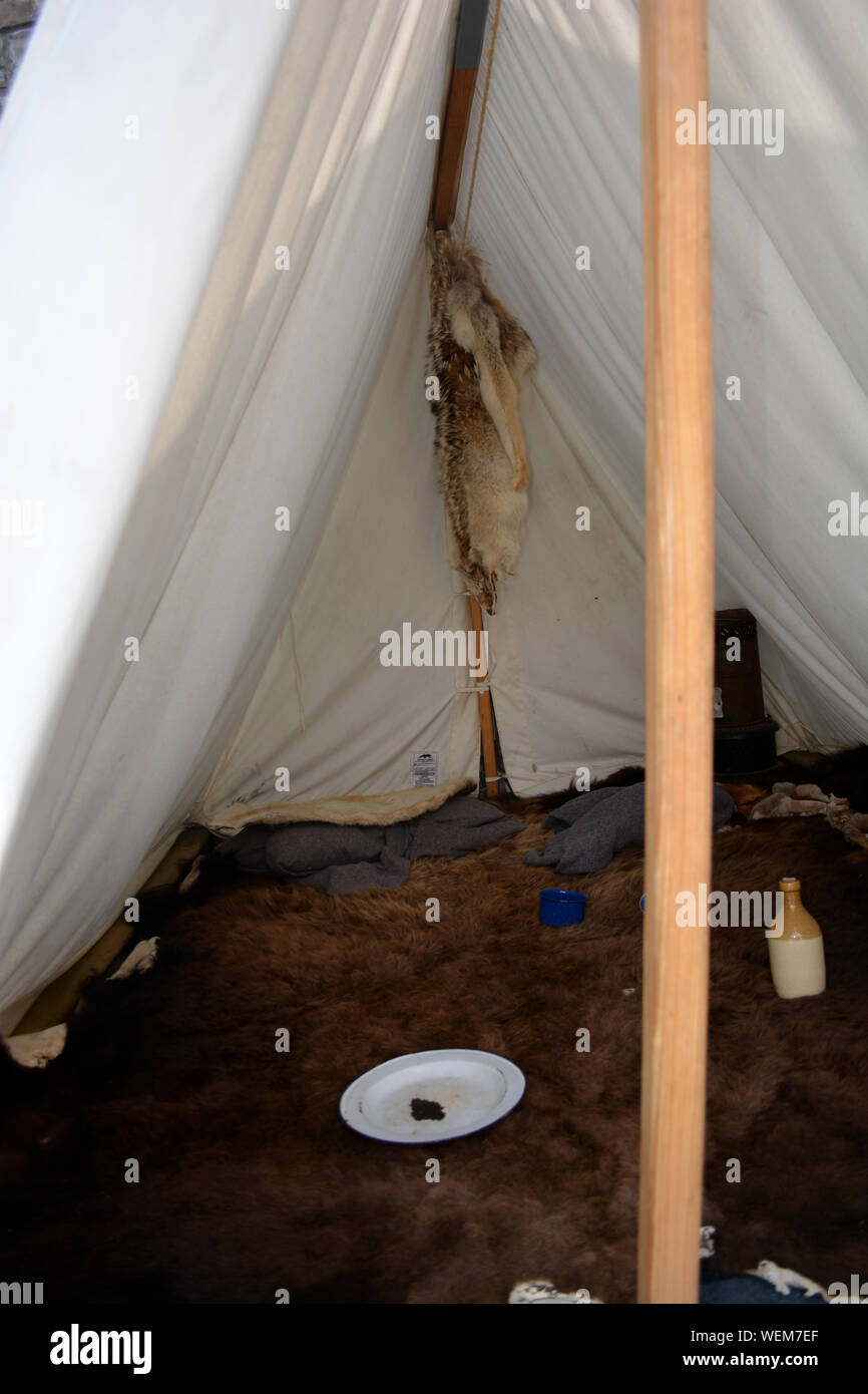 Old Western Prospector's - Trader's Tent with Gear Stock Photo - Alamy